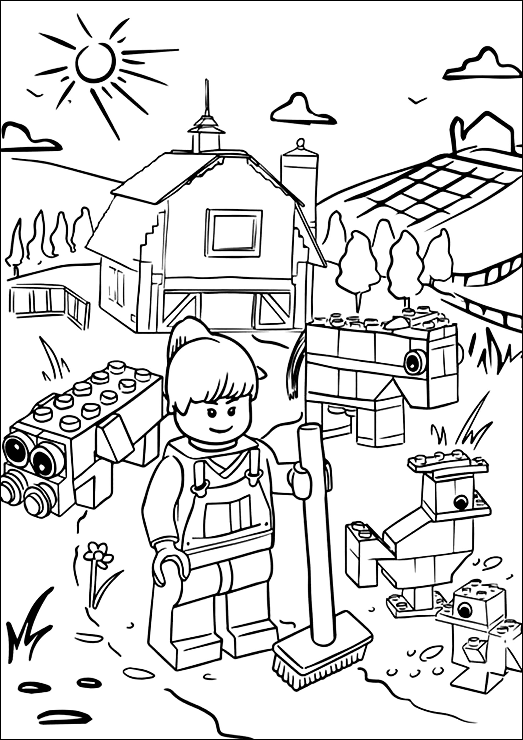 La Ferme Lego - Coloriages de Legos à imprimer