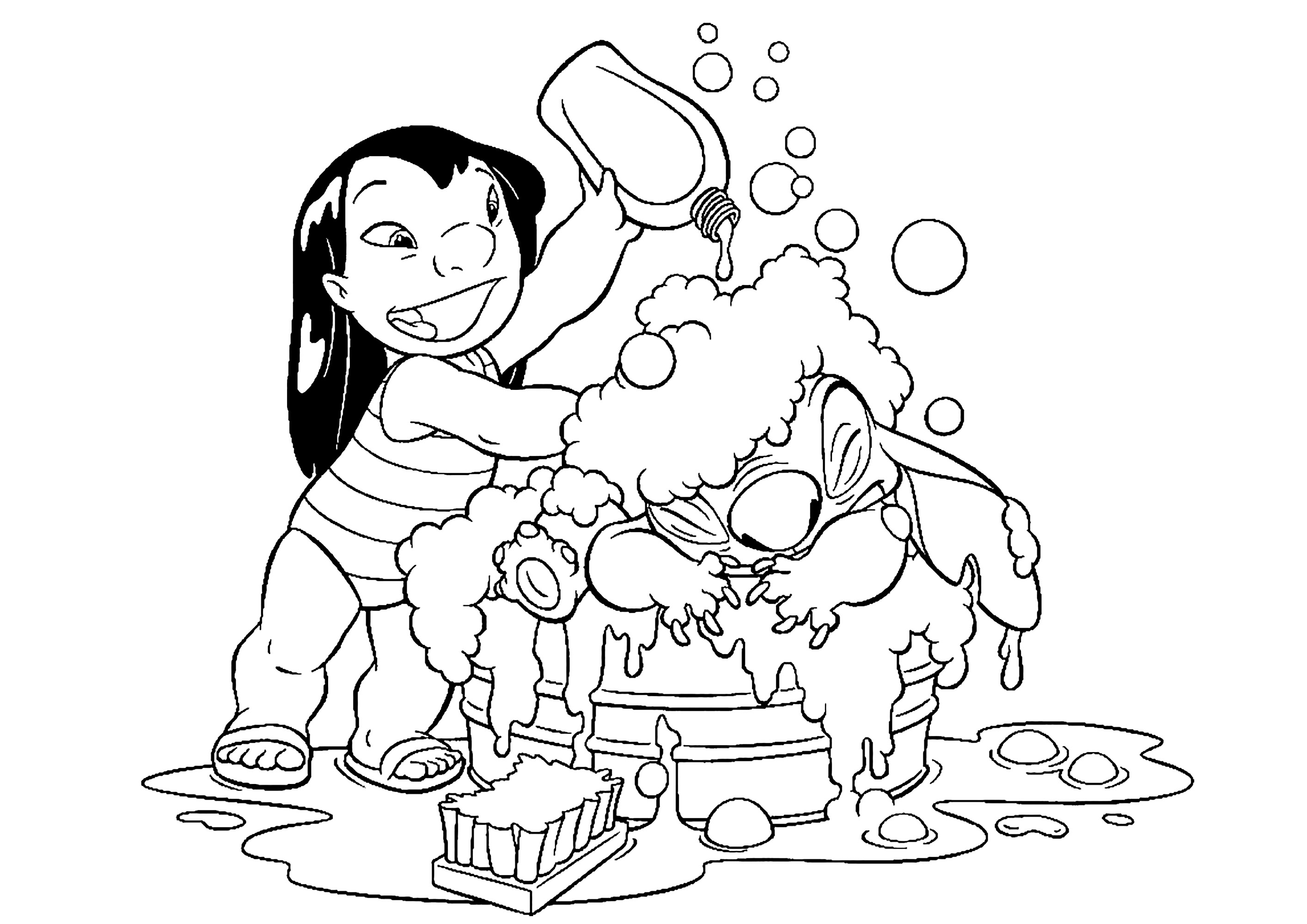 Lilo et Stitch : Le Shampoing - Lilo et Stich - Coloriages faciles pour ...