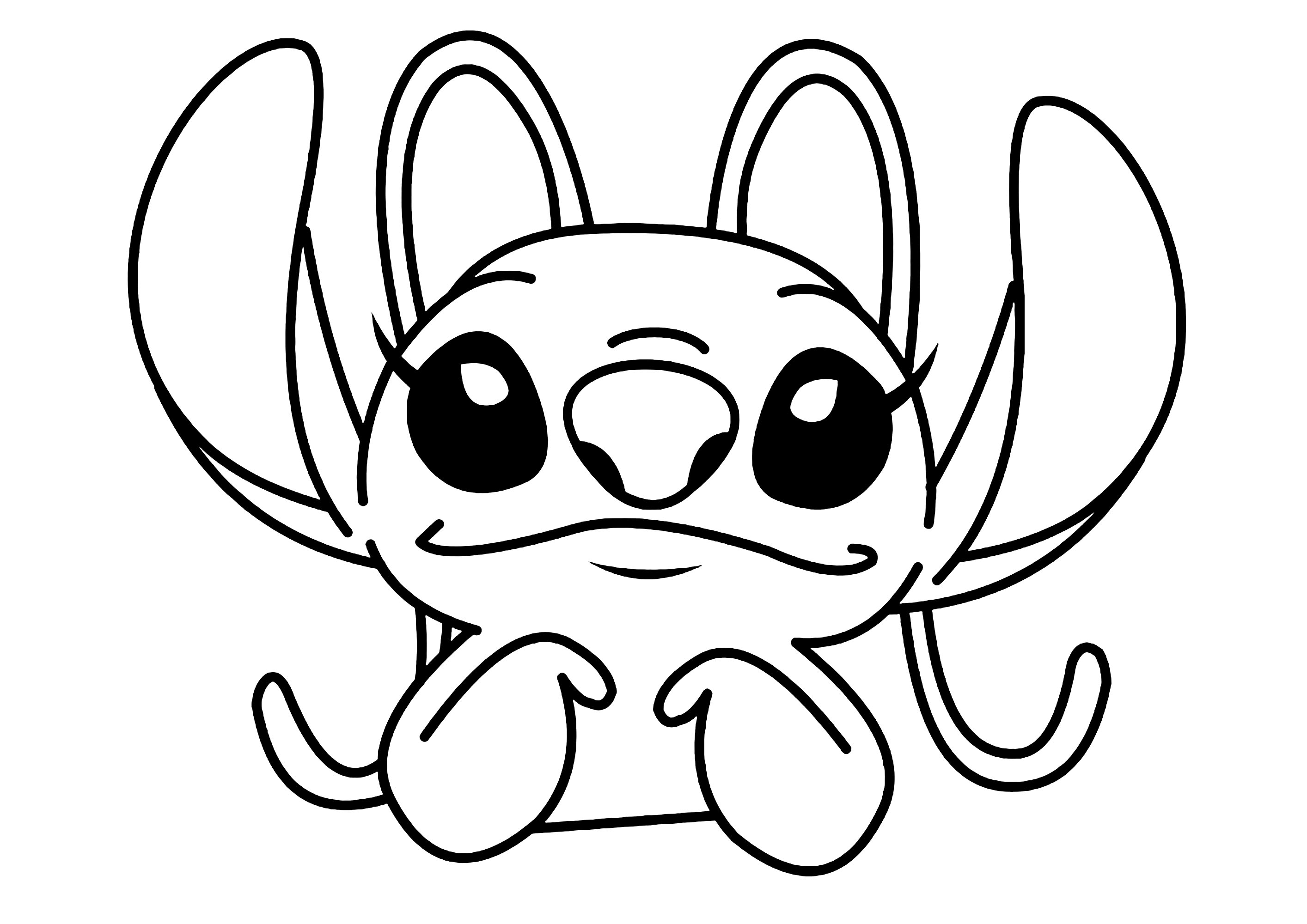 Angel sur le ventre - Coloriages de Lilo et Stich à imprimer