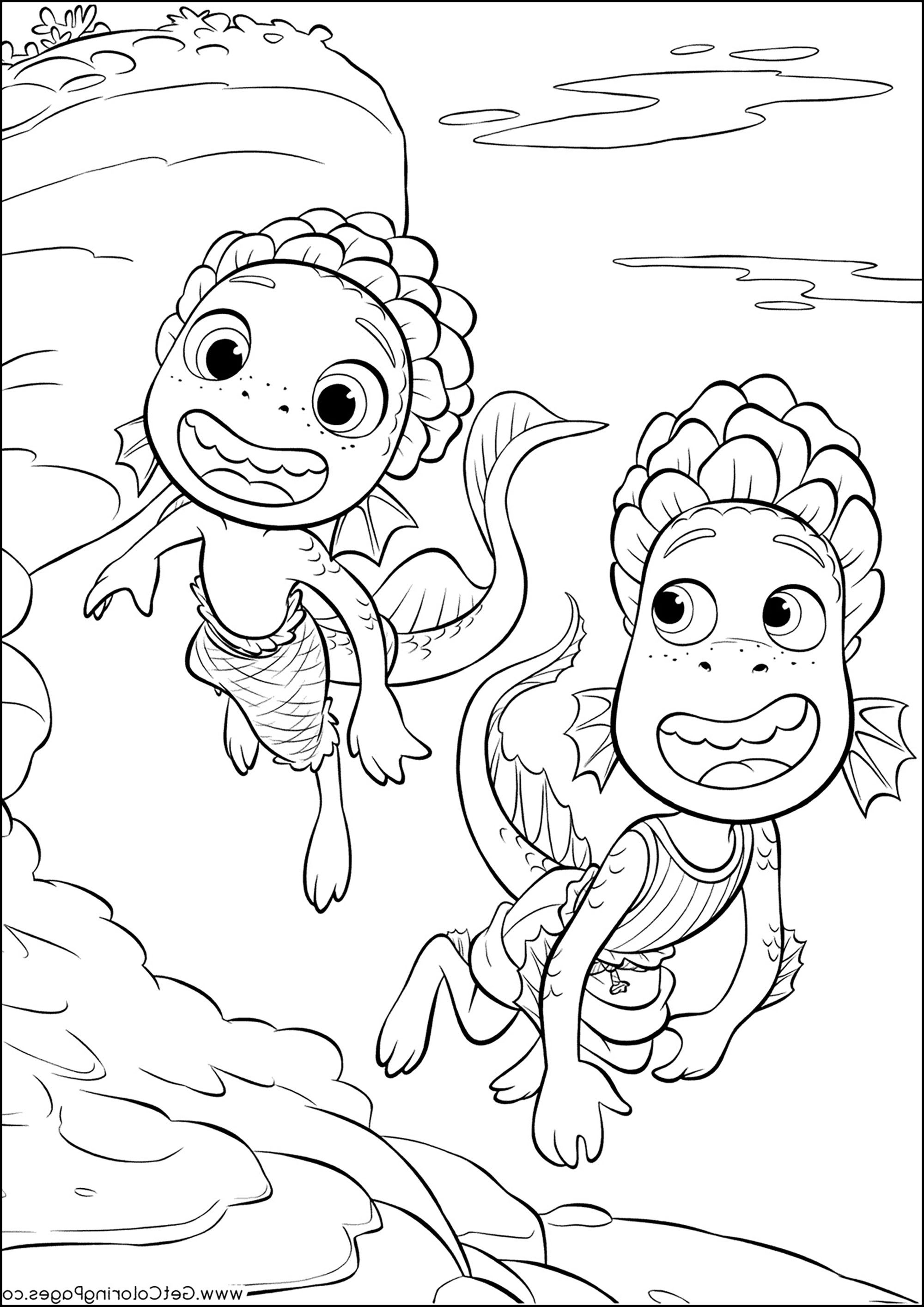 Luca et Alberto tous deux transformés - Coloriages de Luca à imprimer