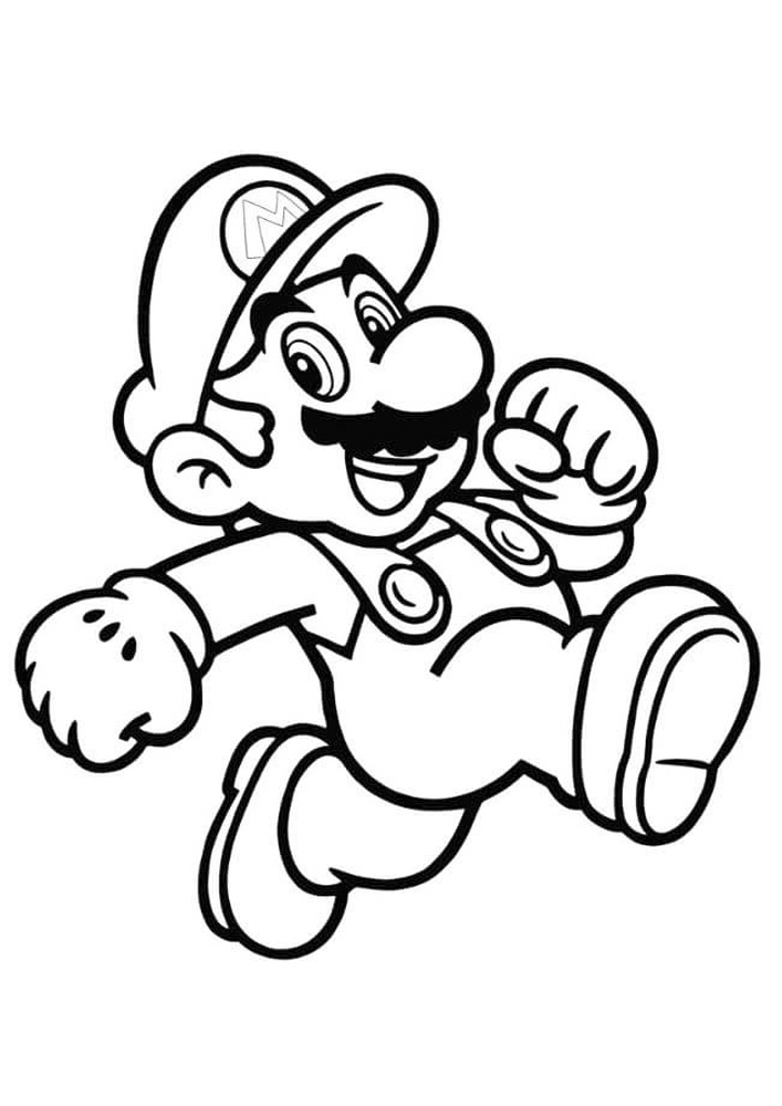 Mario court - Coloriages de Super Mario Bros. à imprimer