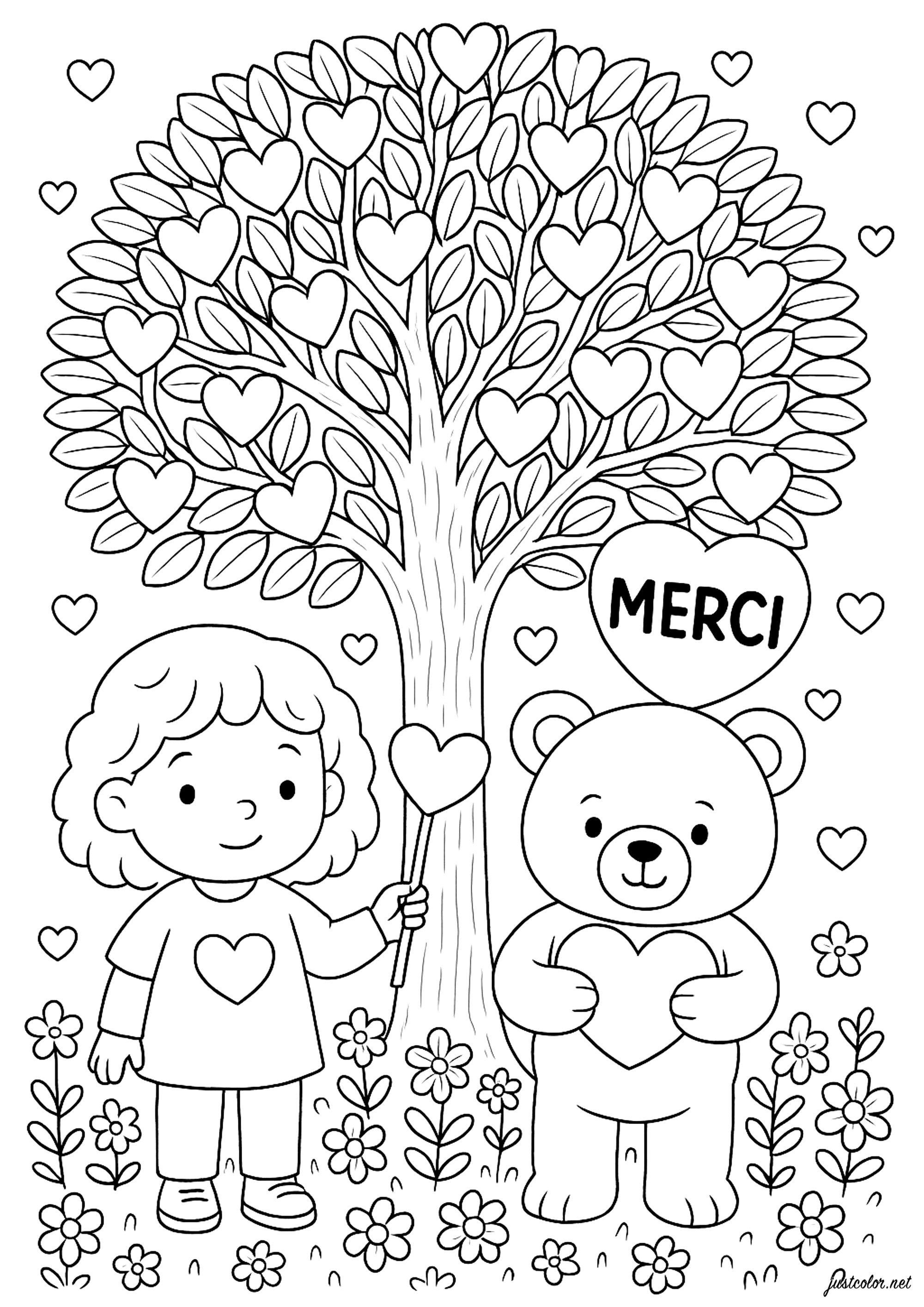 Un bel arbre pour dire MERCI - Coloriages de Remerciements / Merci à ...
