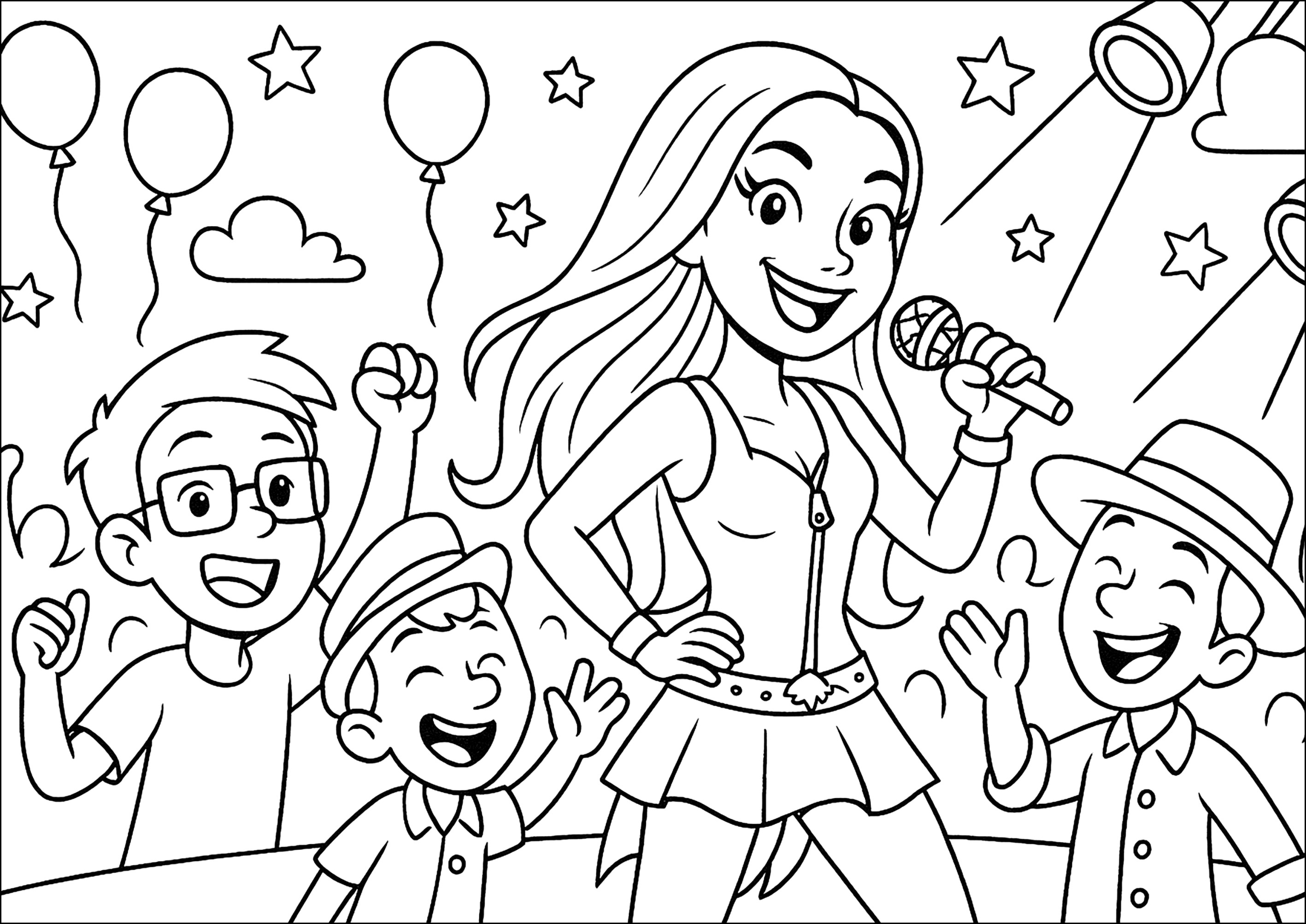 Chanteuse en concert - Coloriages de Métiers à imprimer