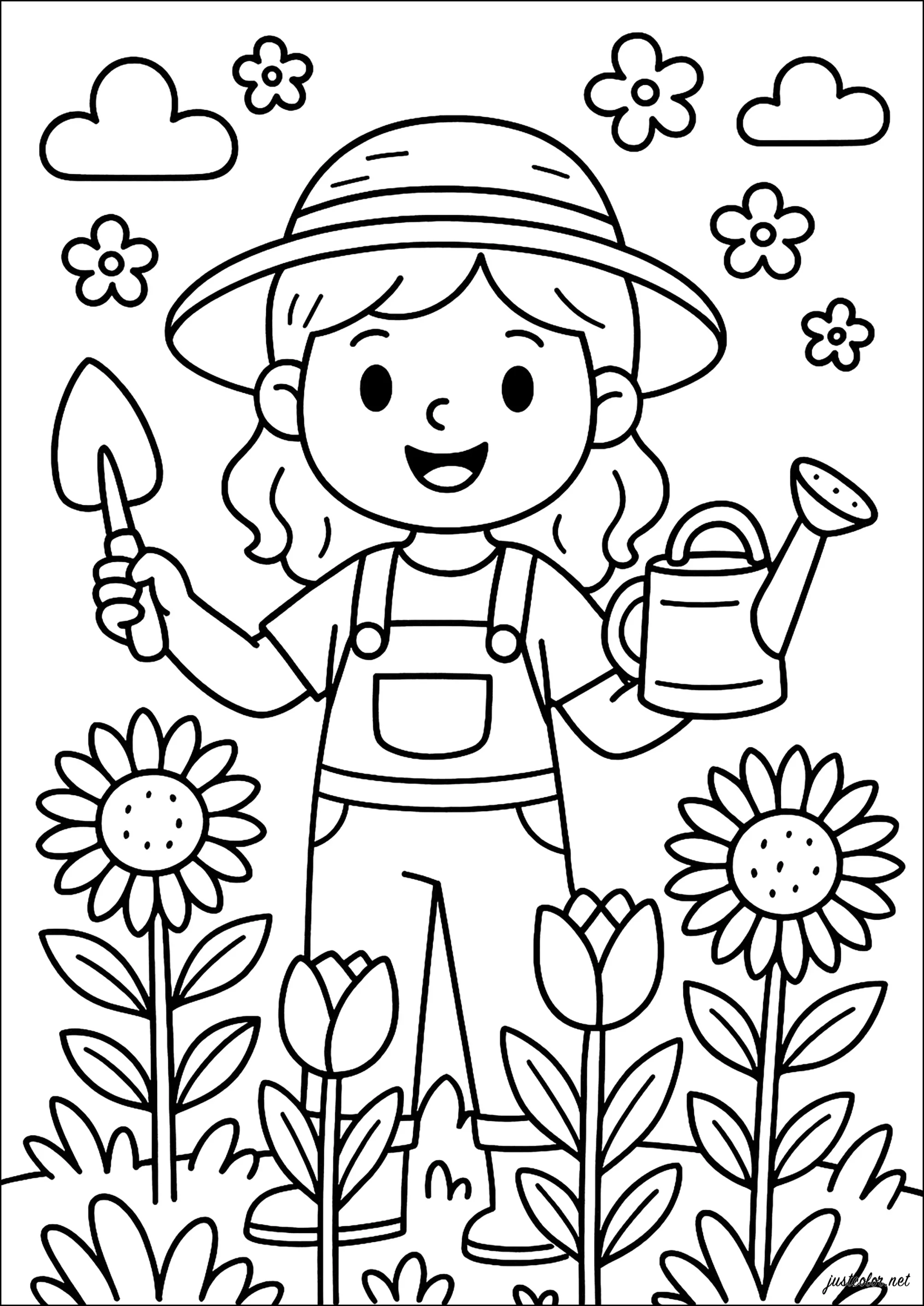 Jardinière - Coloriages de Métiers à imprimer
