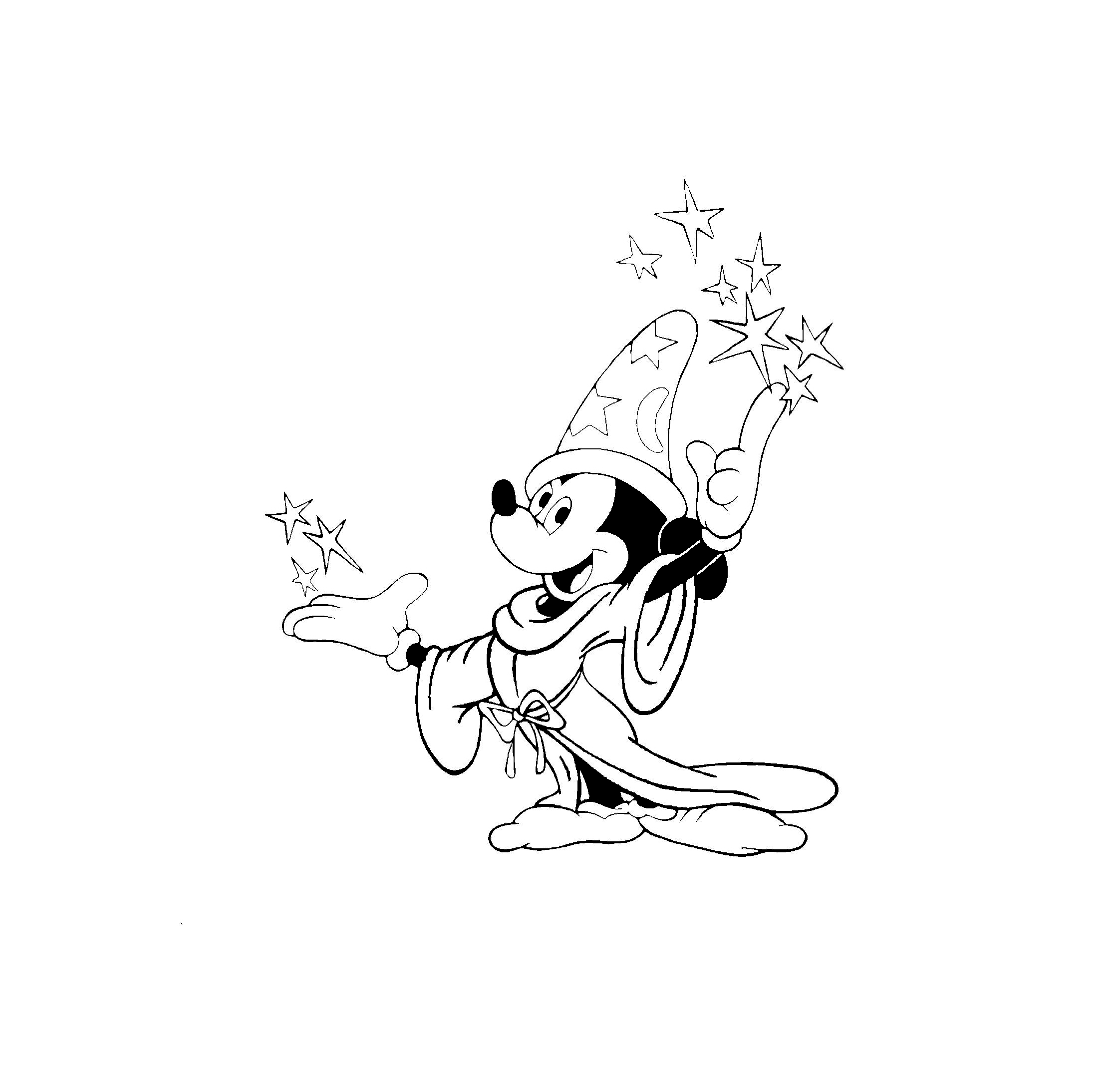 Mickey le magicien - Coloriages de Mickey à imprimer