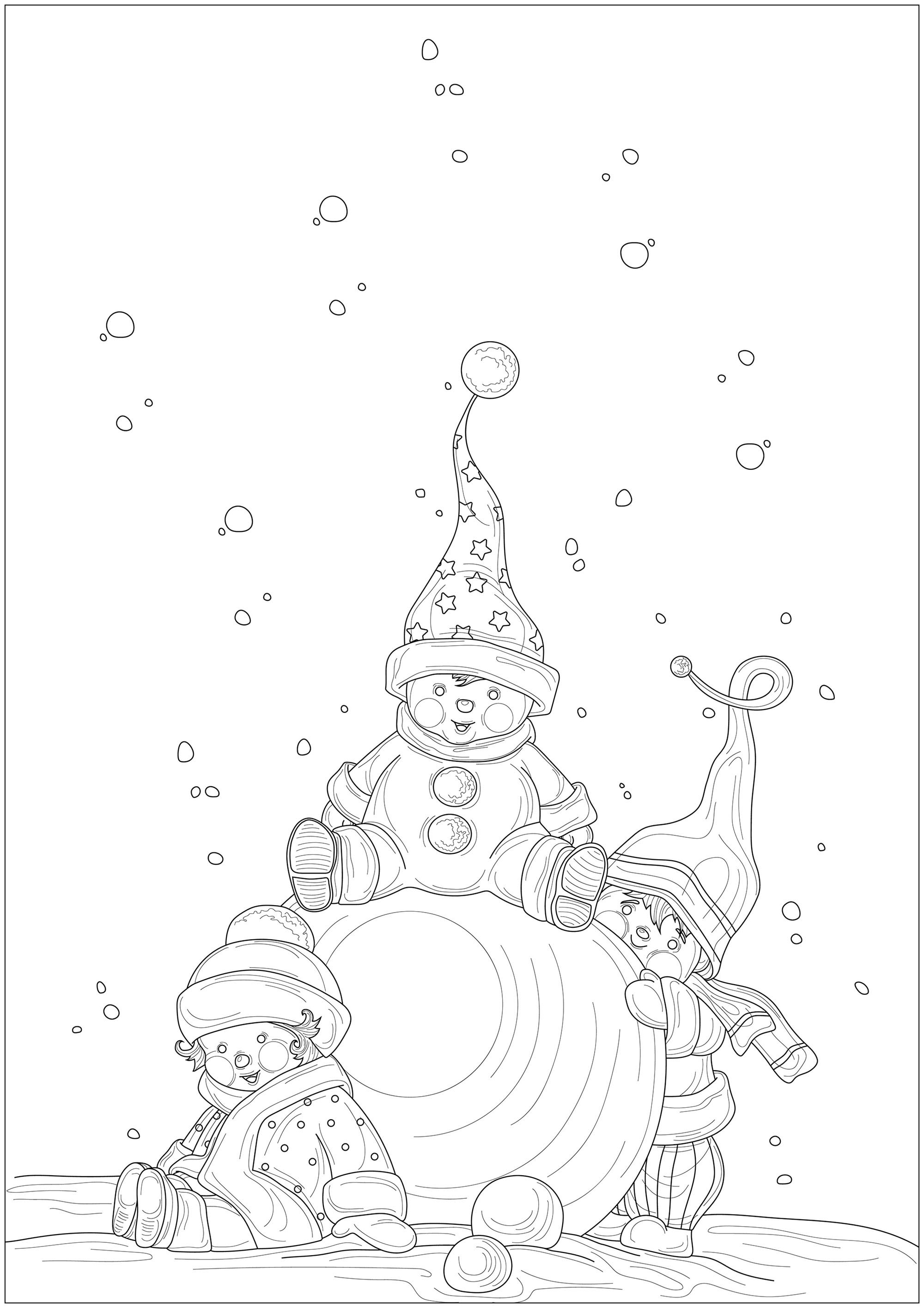 Coloriage Simple De Bonhomme De Neige