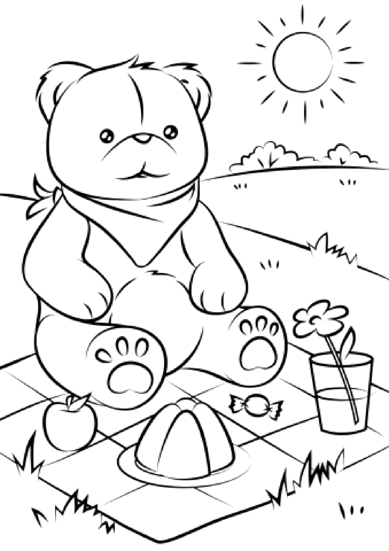Pique nique - Coloriages d'Ours et Oursons à imprimer
