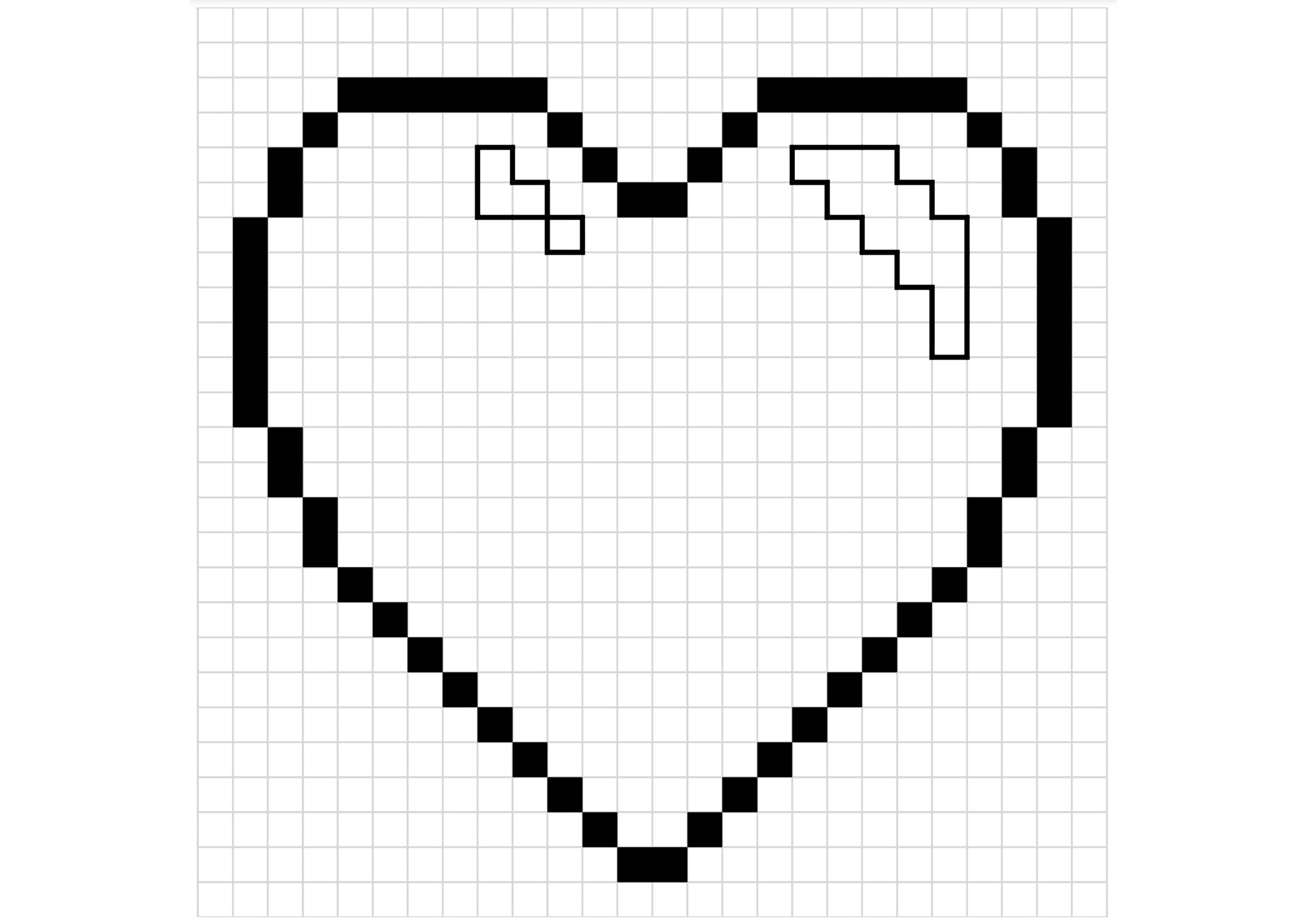 Coeur - Coloriages de Pixel / Pixel Art à imprimer