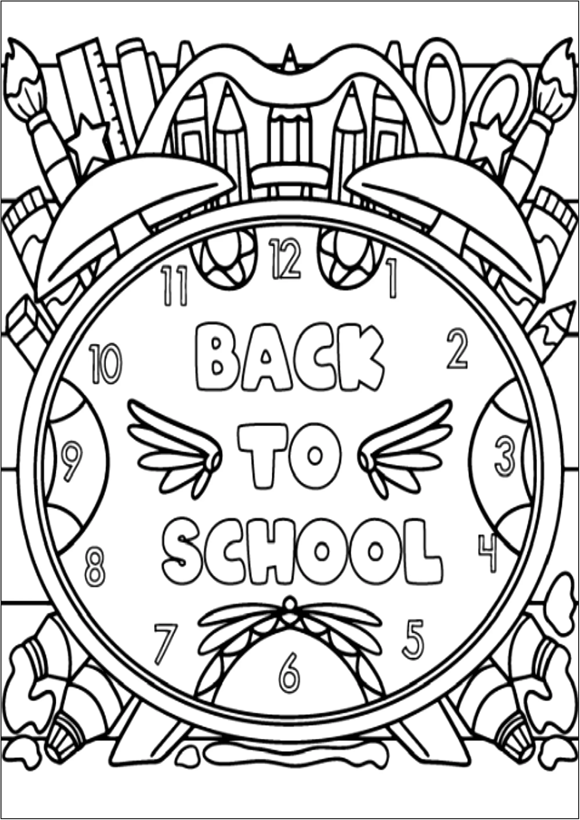 Rentrée des classe : Horloge "Back to school" - Coloriages de Rentrée ...