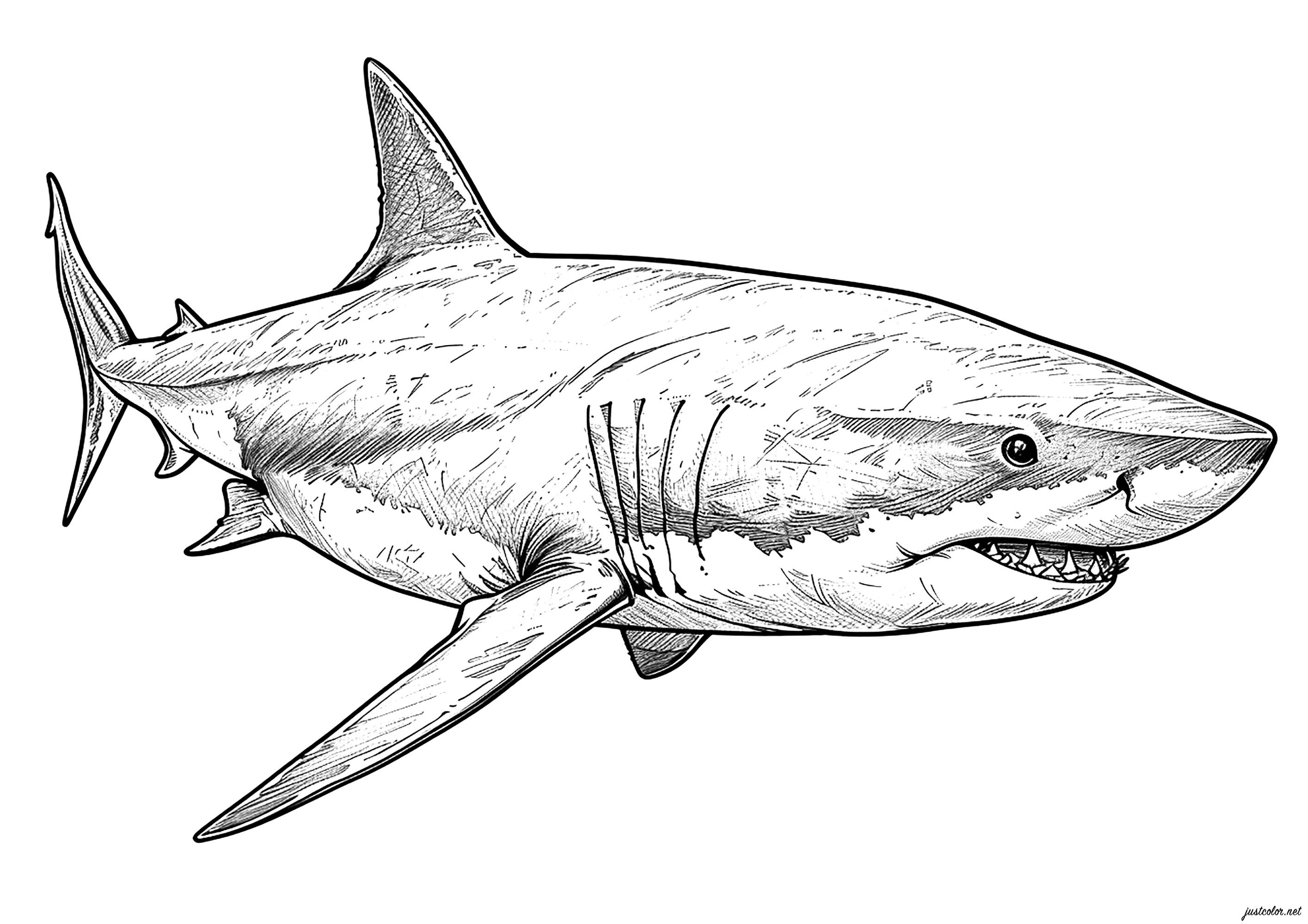 Dessin De Grand Requin Blanc