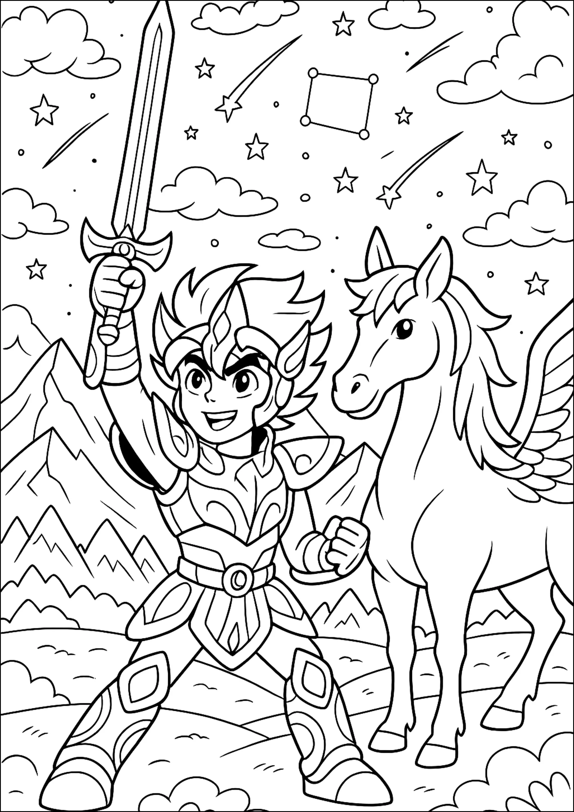 Le Chevalier et Pégase - Coloriages de Les Chevaliers du Zodiaque à ...