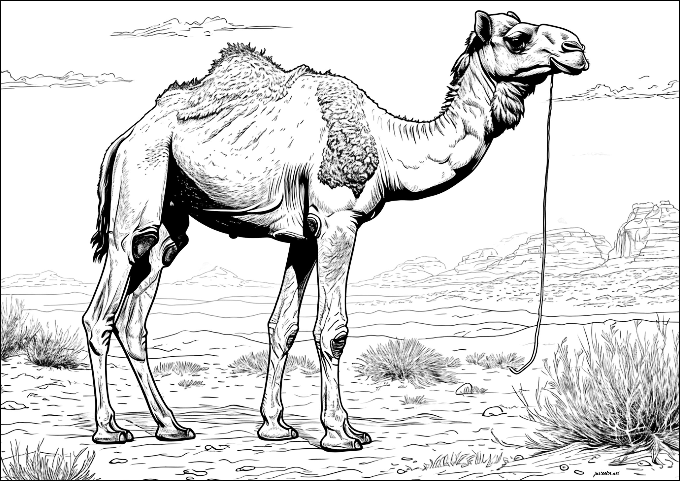 Camello del desierto - Páginas de Camellos & dromedarios para imprimir