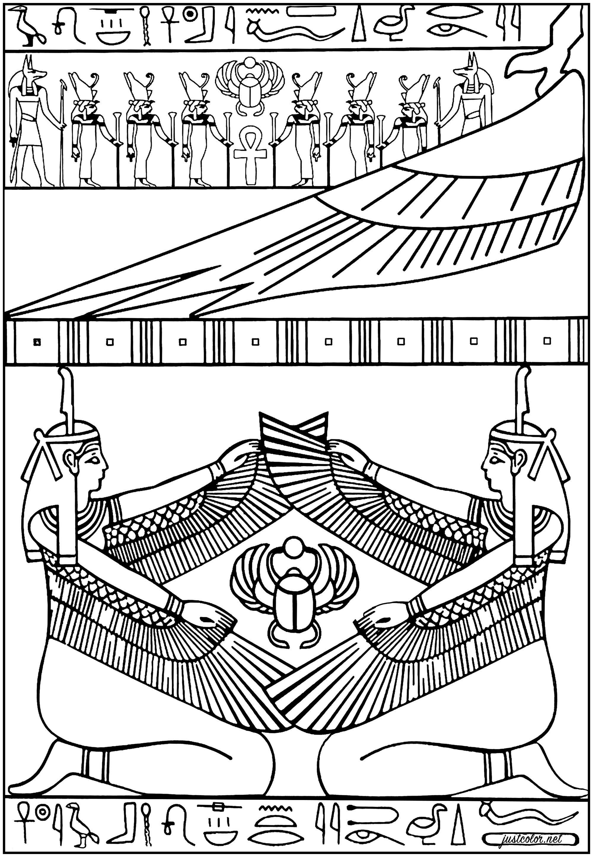Peintures murales et écrits égyptiens (Karnak, Louxor) - Coloriages d ...