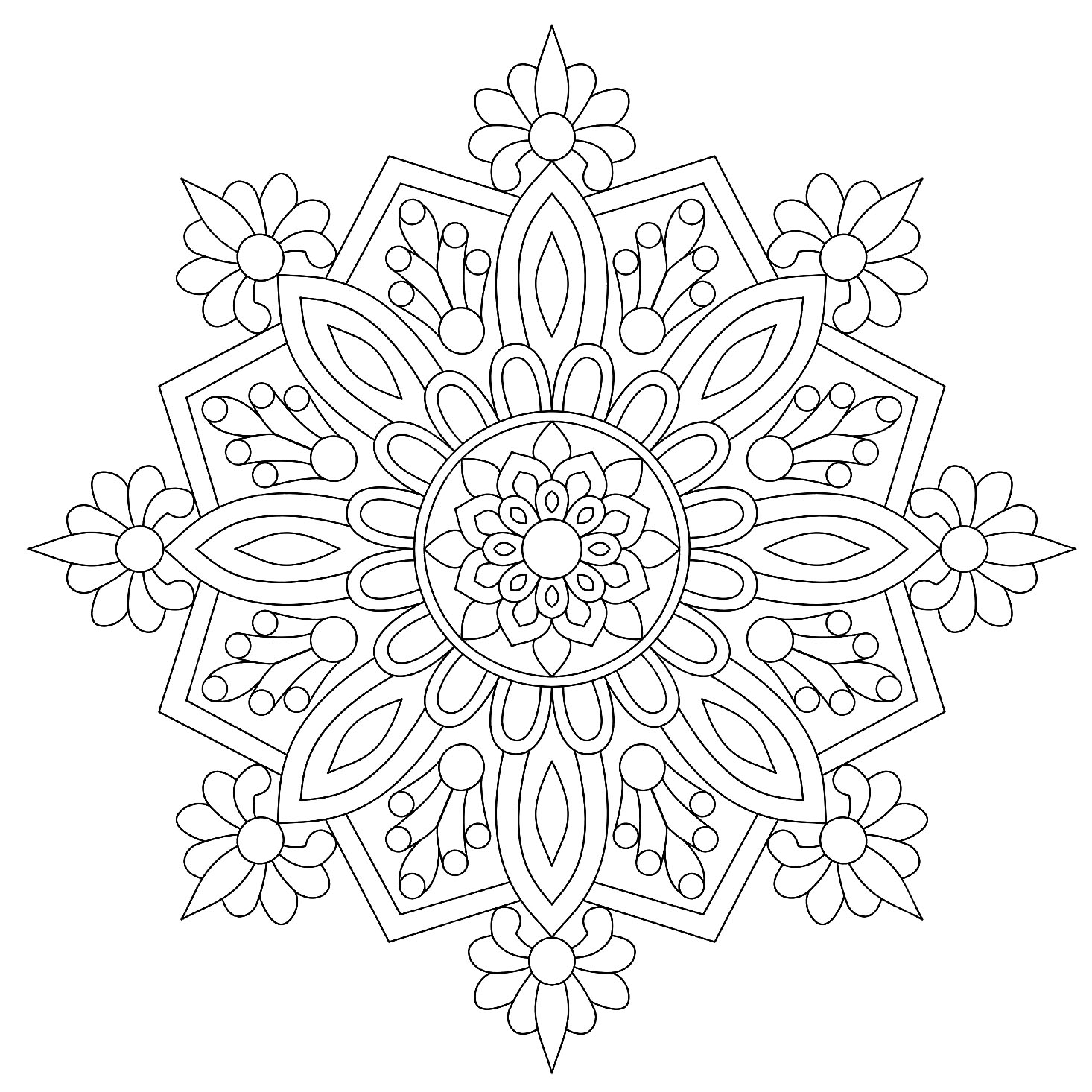 Joli mandala mi-abstrait mi-végétal - Coloriages de Mandalas à imprimer ...