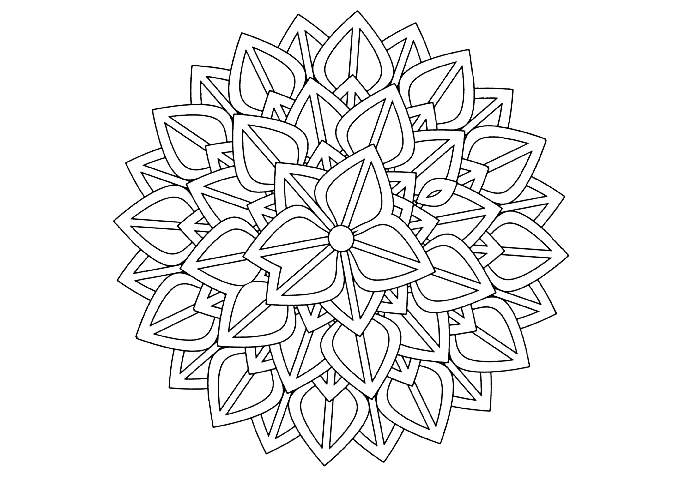 Mandala aux gros pétales - Coloriages de Mandalas à imprimer pour adultes