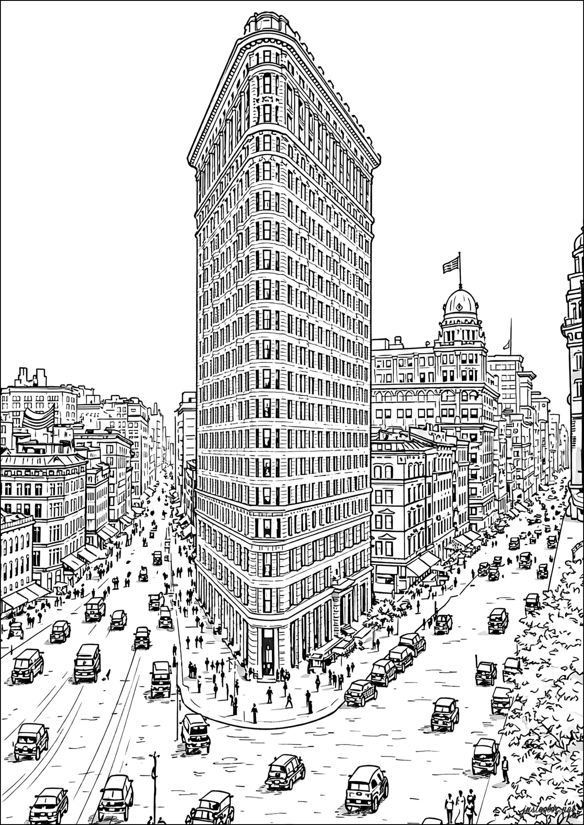 Le Flatiron Building à New York - Coloriages de New York à imprimer