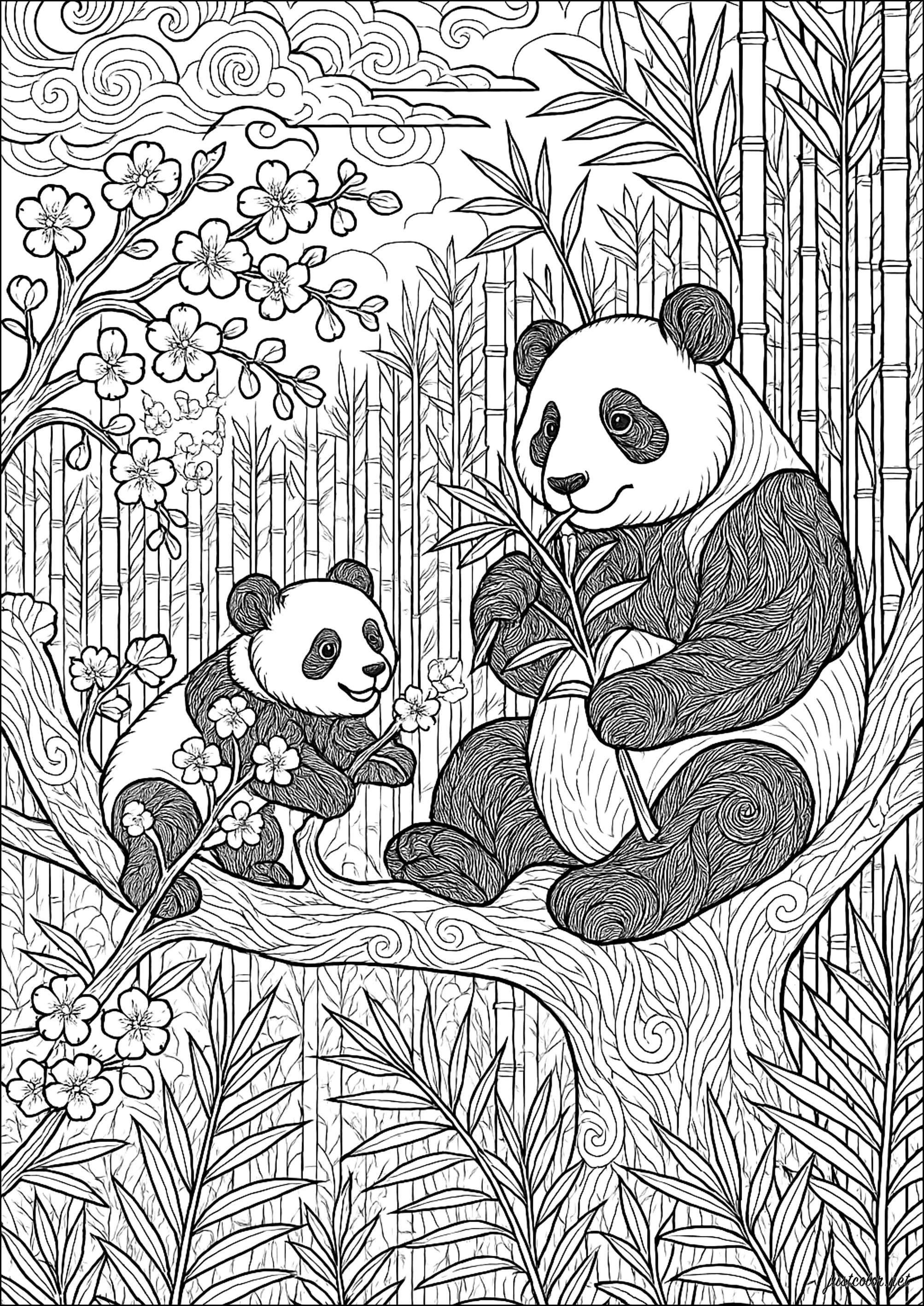 Moments d'innocence avec deux pandas - Coloriages de Pandas à imprimer ...
