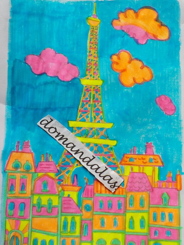 Paris buildings and eiffel tower - Paris Adult Coloring Pages