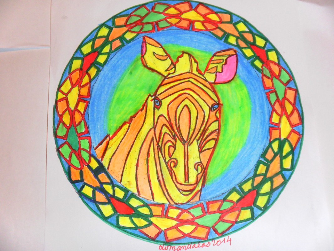 Simple Zebra coloring page hand drawn - Easy Mandalas for kids - 100% ...