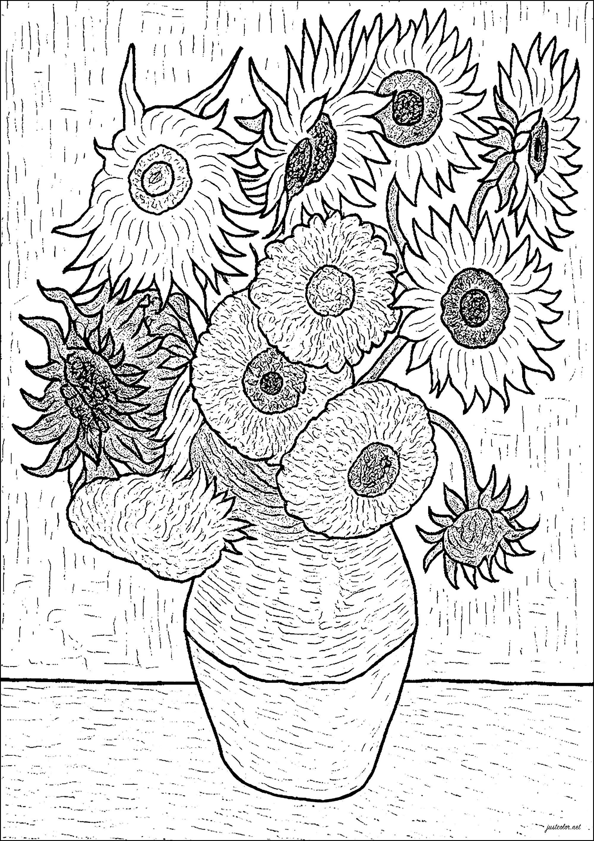 Vincent van Gogh - Girasoli (2a versione) - Pagine Opera d arte da Colorare