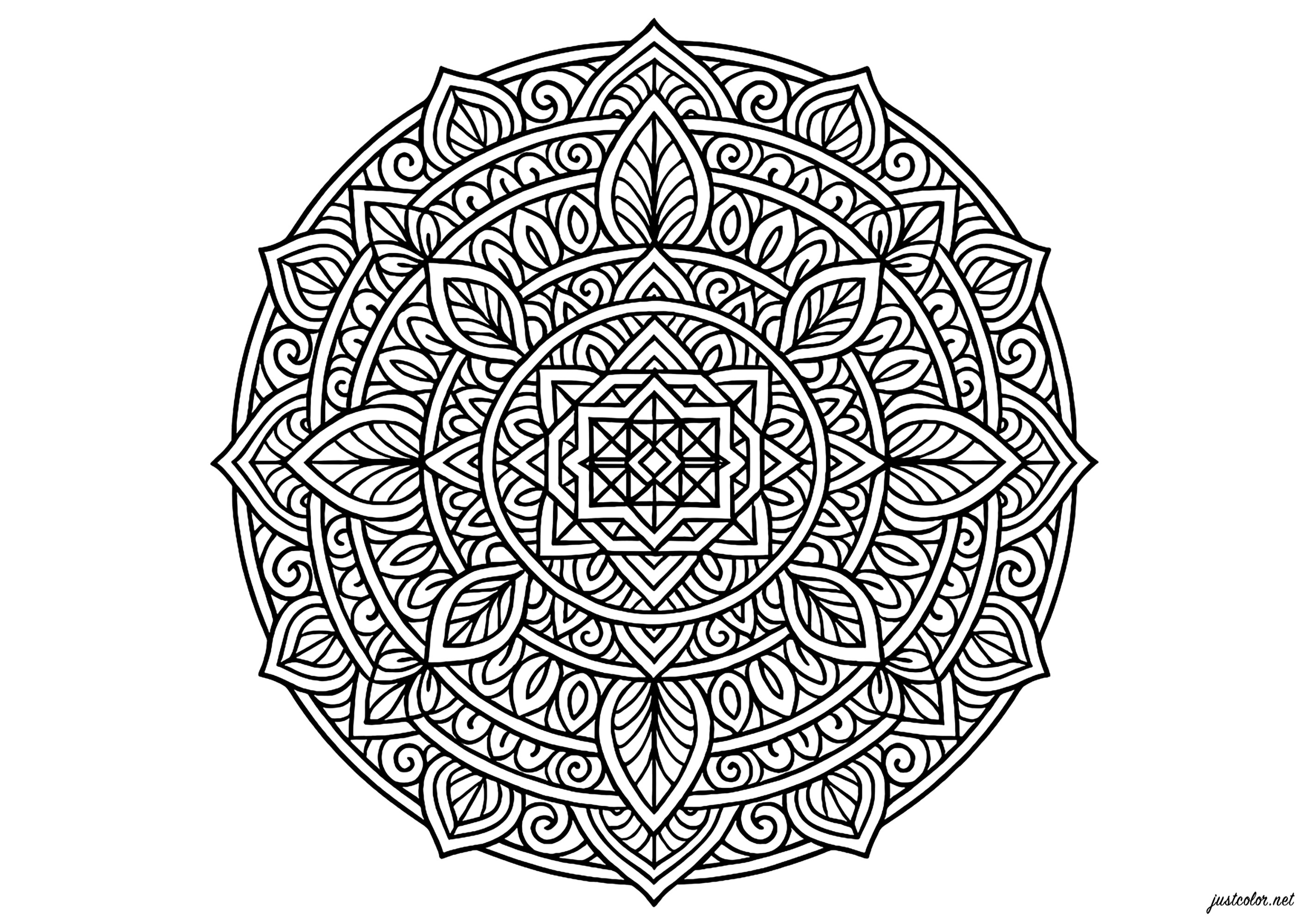 Mandala Geometrici Complessi - Pagine Mandalas da Colorare