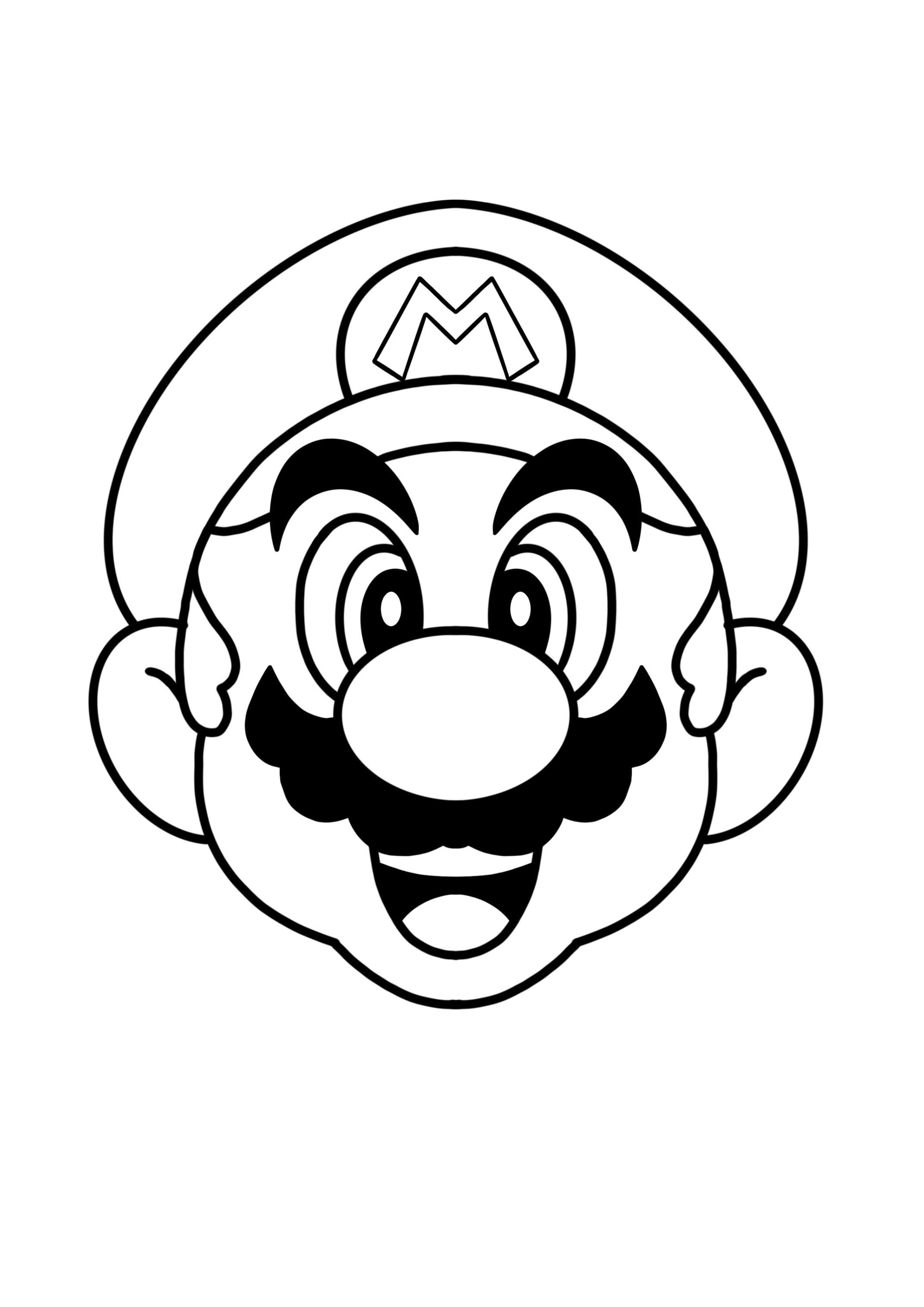 塗り絵用マリオの頭 - 子ども向けぬりえページ：マリオブラザーズ