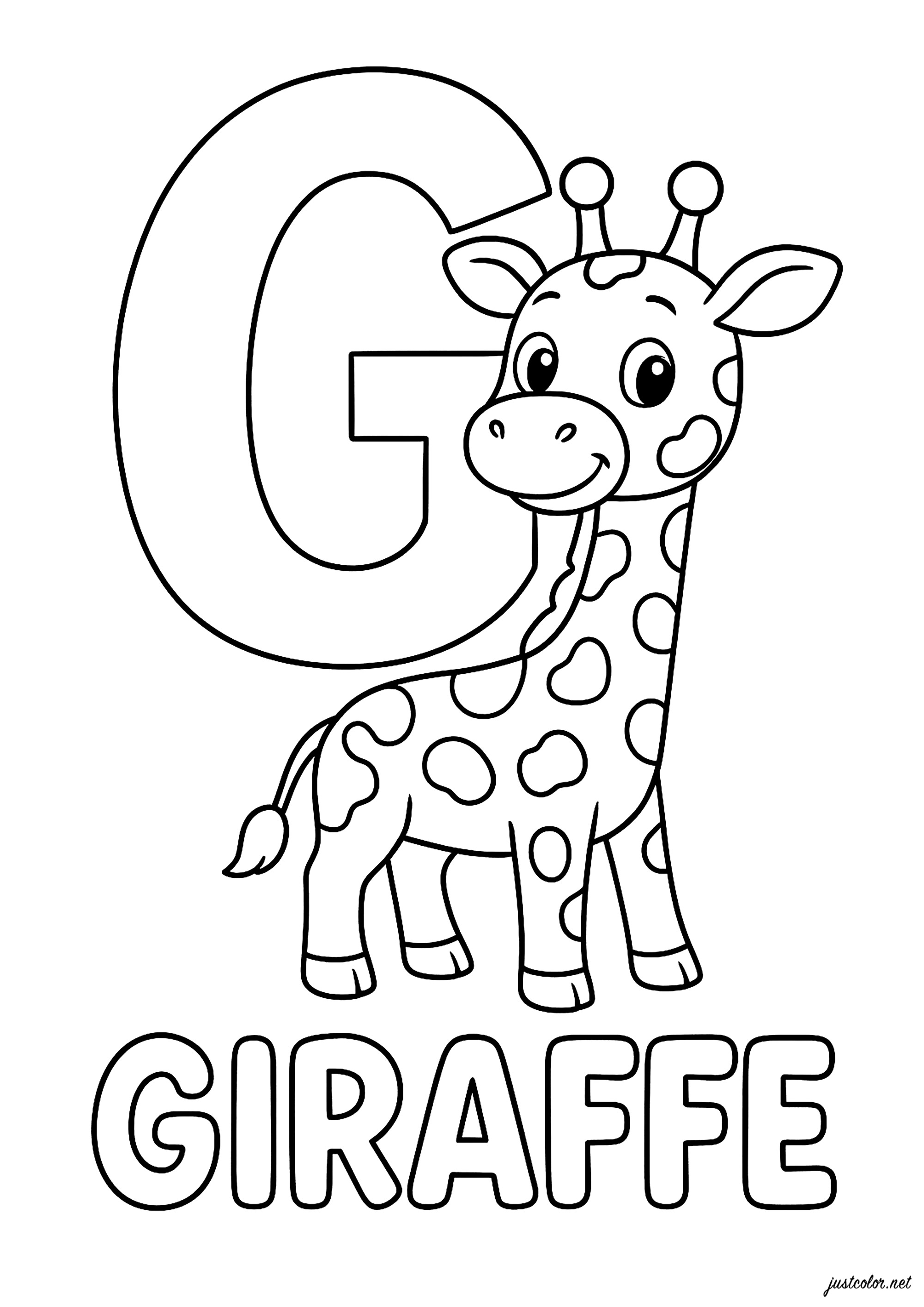 G for Giraffe - Alphabet Coloring Pages