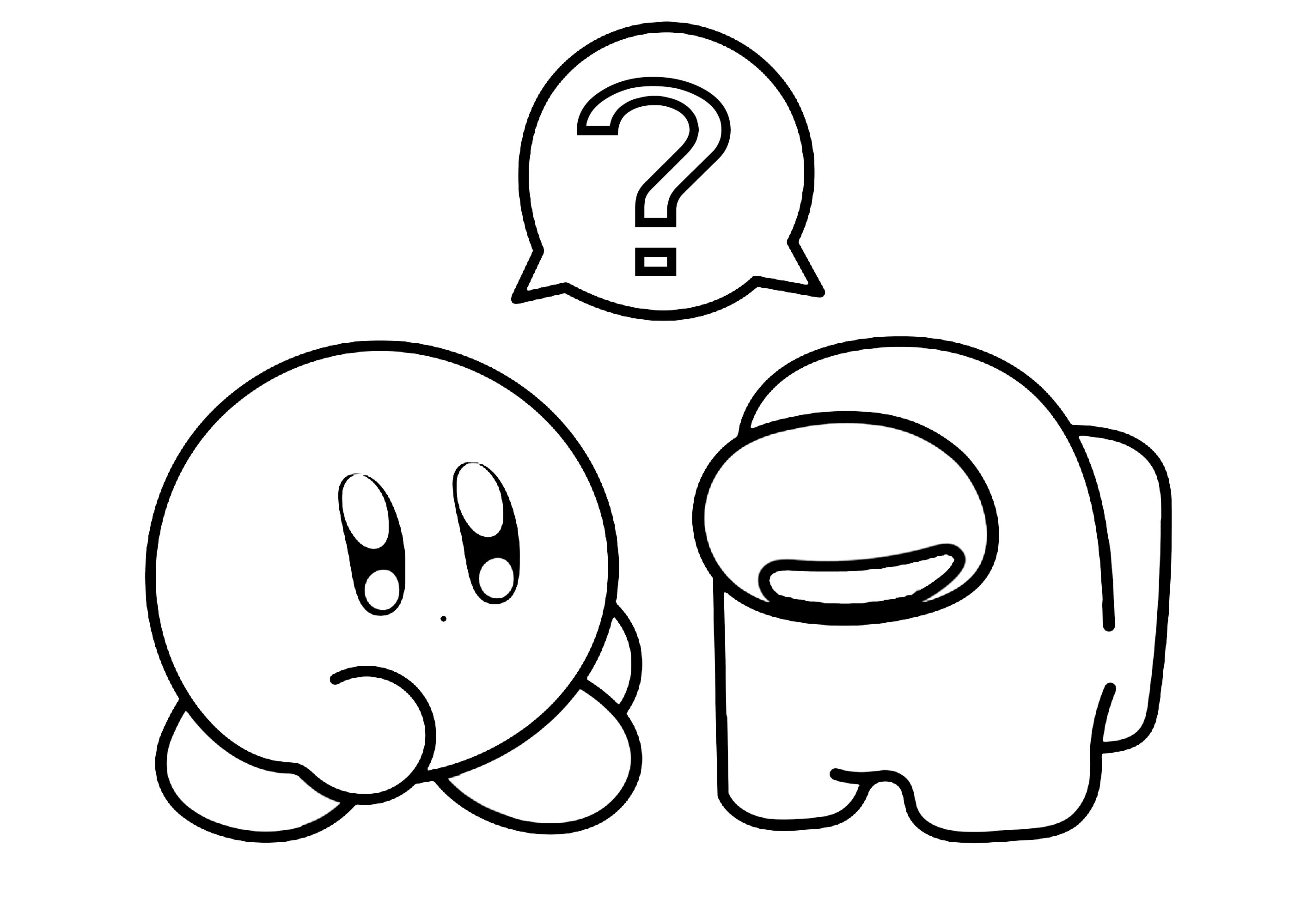 Character Among Us with Kirby - Among Us Coloring Pages