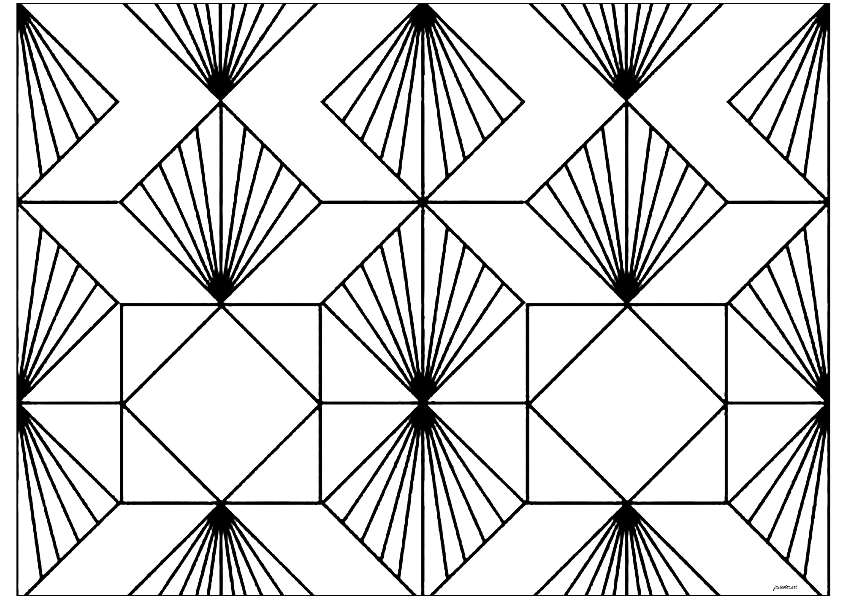 Traditional Art Deco motifs - Art Deco Coloring Pages for Kids