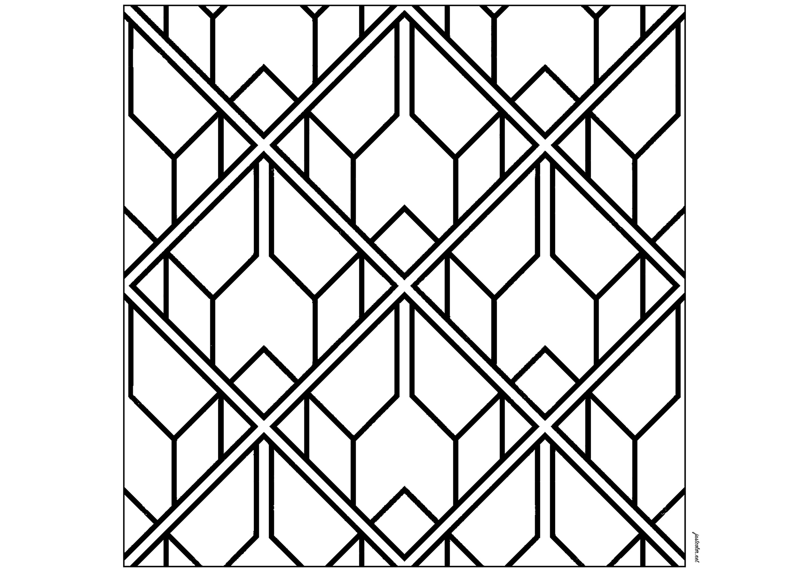 Simple Art Deco motifs - Art Deco Coloring Pages for Kids