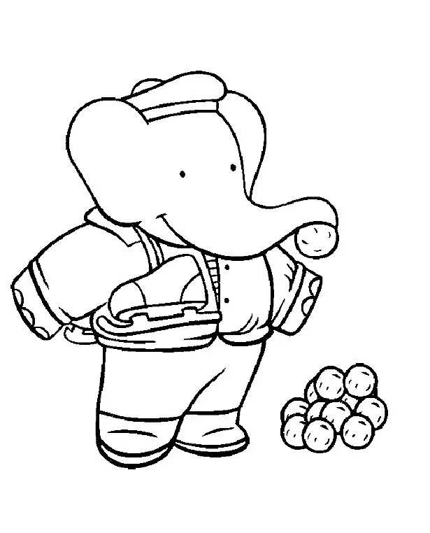 Free Babar drawing to download and color - Babar Coloring Pages