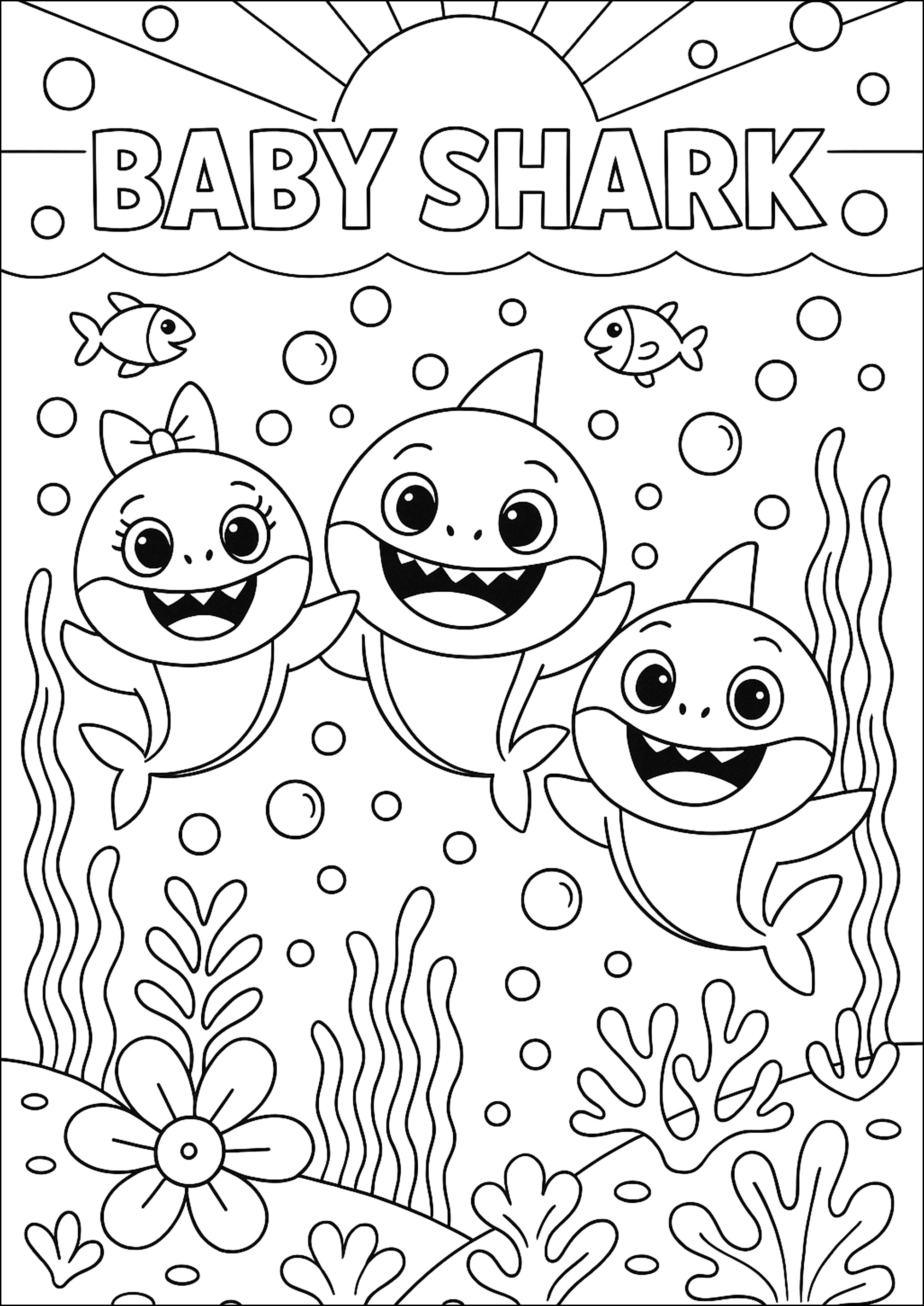 Happy Sharks - Baby Shark Coloring Pages
