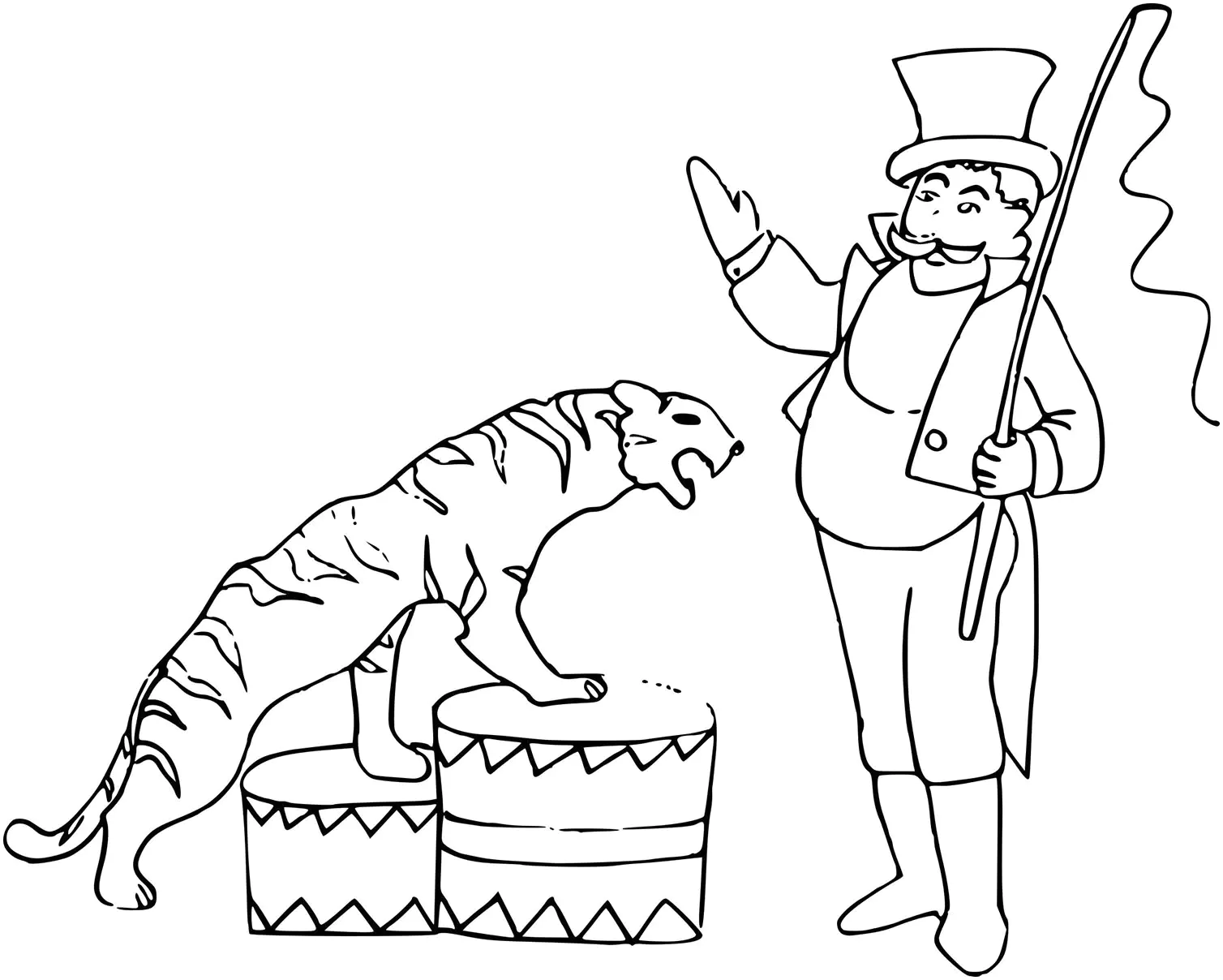 Circus act with a tiger - Circus Coloring Pages - Page page/18/
