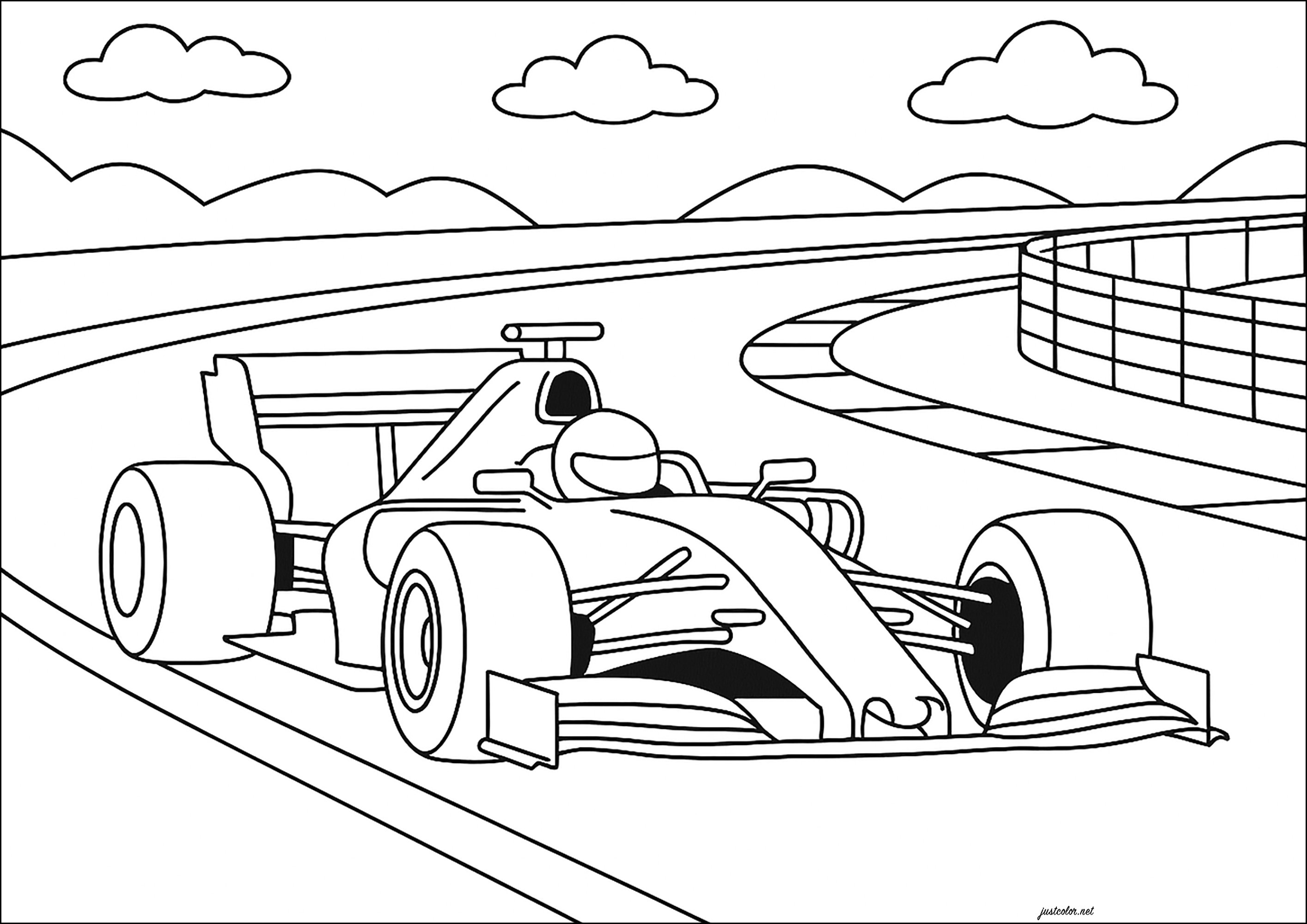Coloring a beautiful Formula 1 car - Formula 1 Coloring Pages