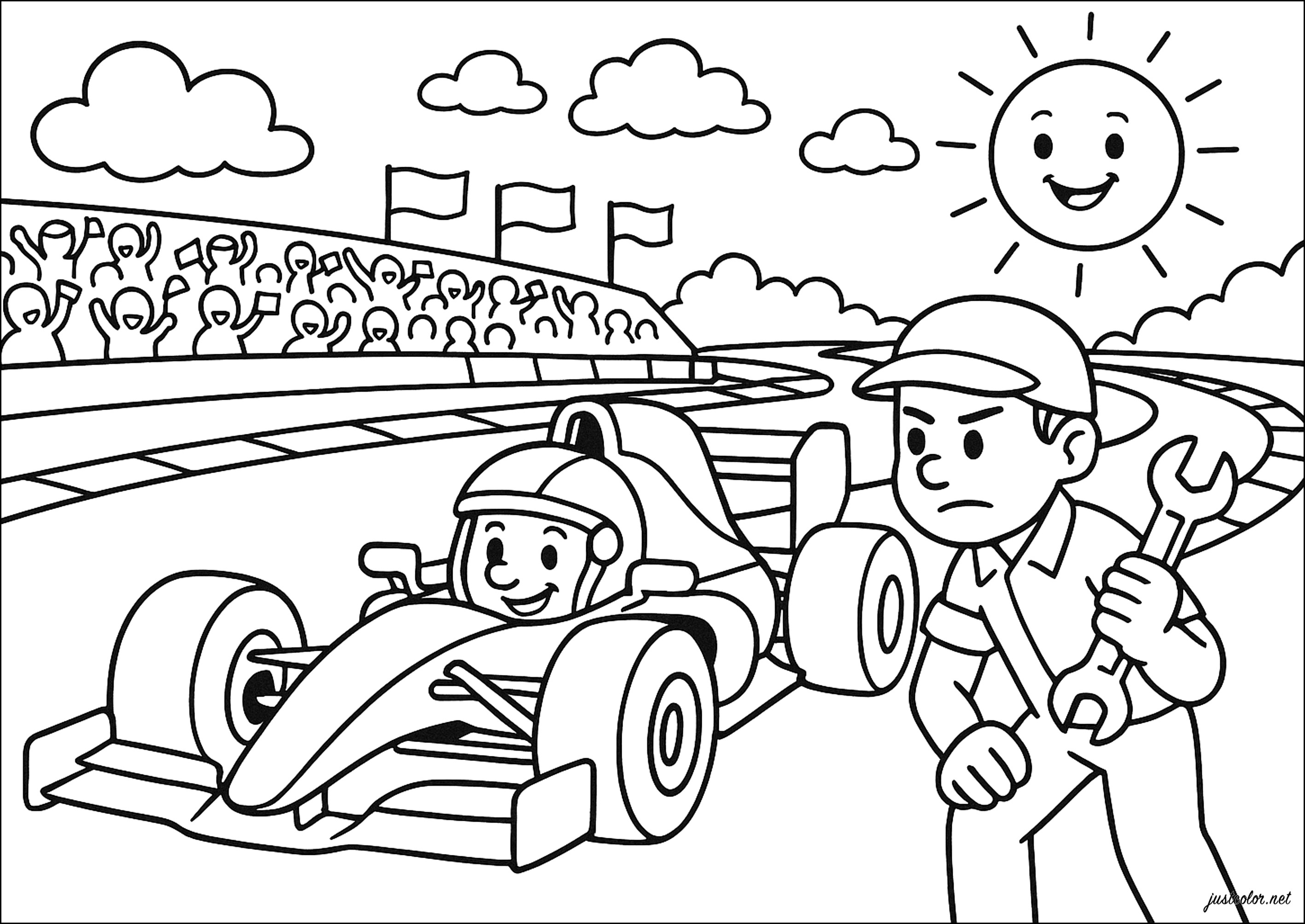 princess race car coloring page