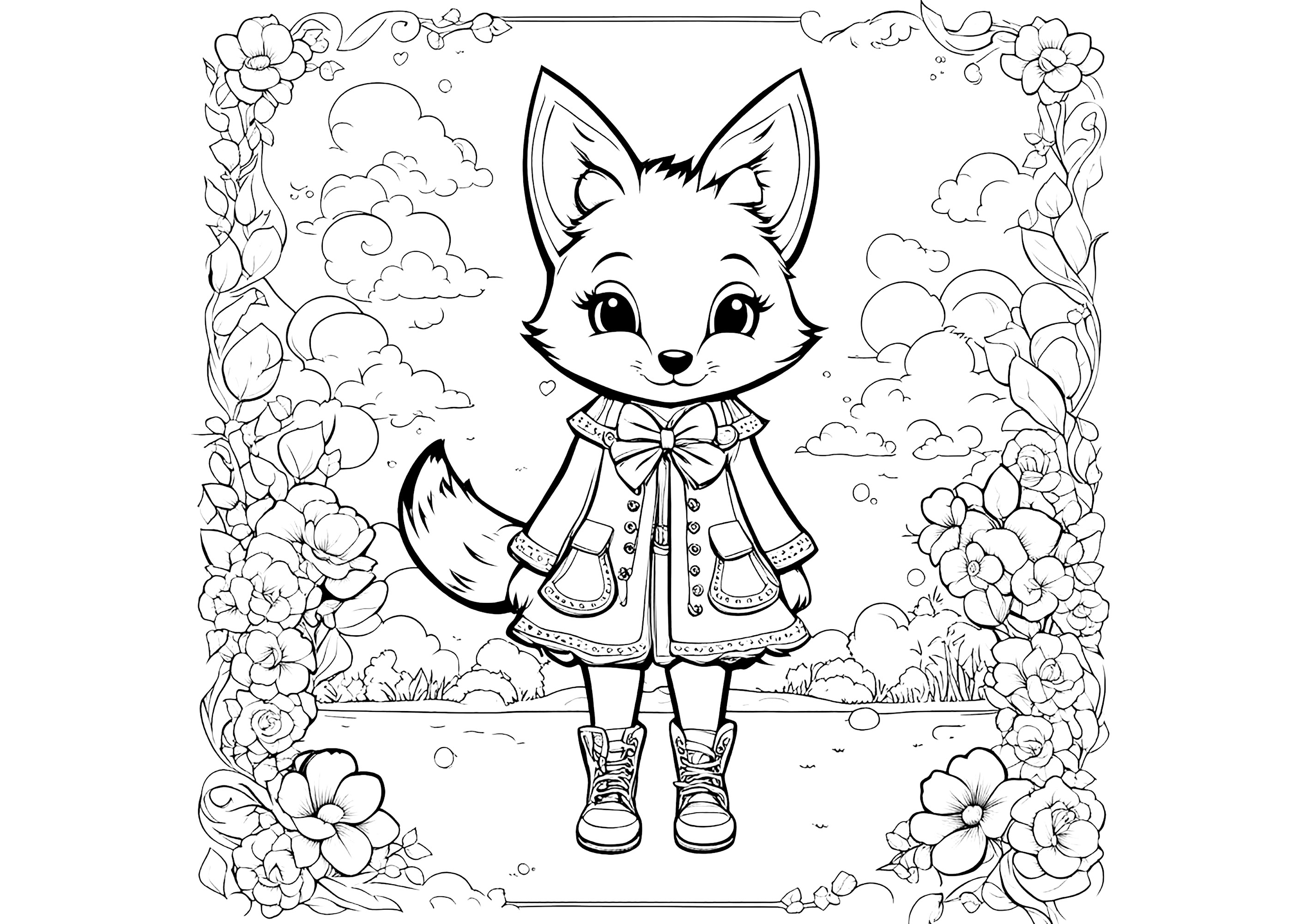 Pretty little vixen - Fox Coloring Pages
