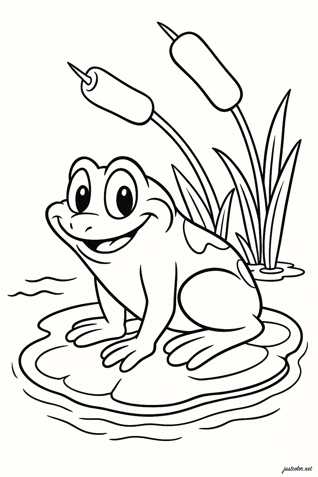 Easy coloring for children on the theme Frogs - Frog Coloring Pages