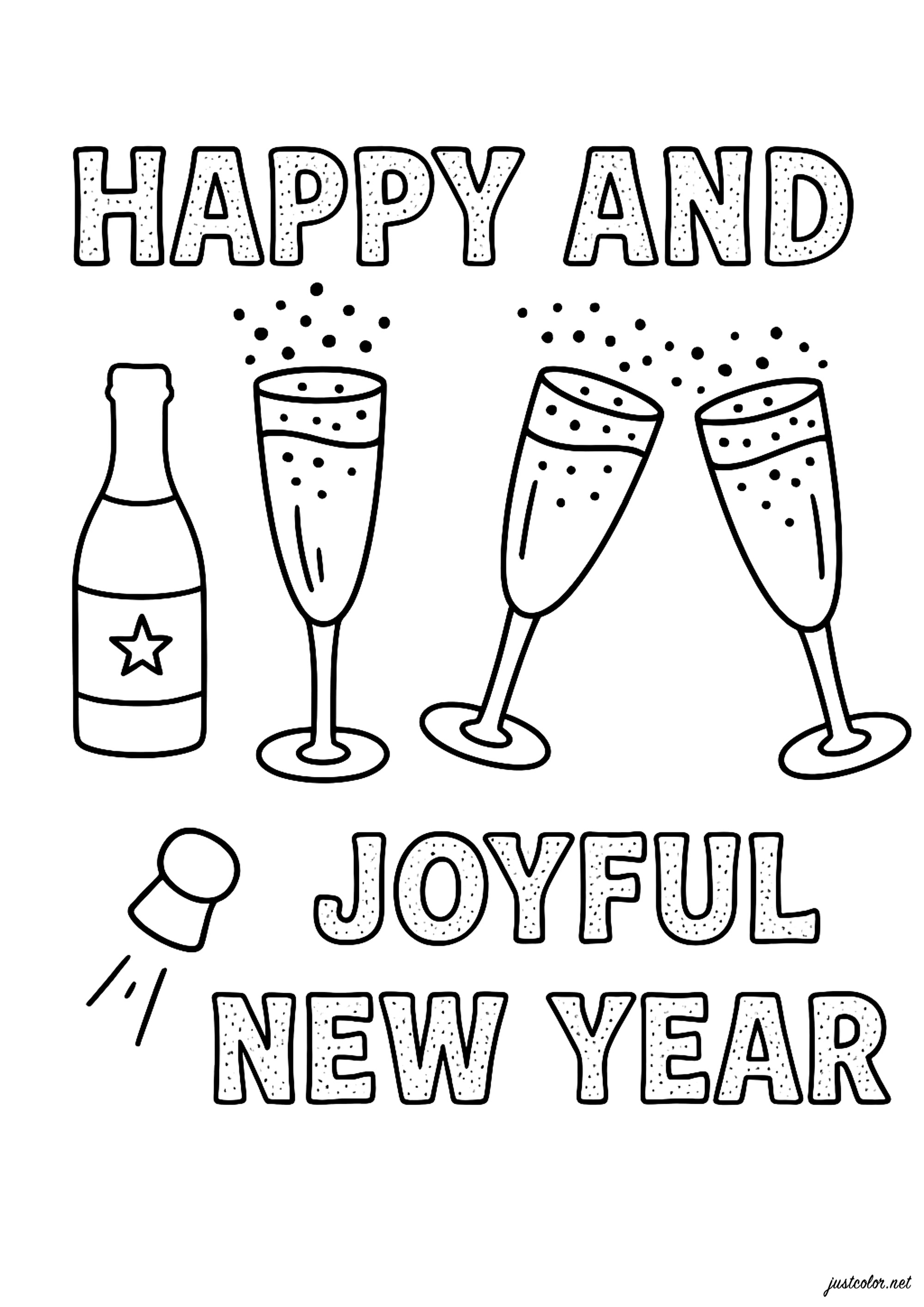 Celebrating the New Year with bubbles - Happy New Year Coloring Pages ...