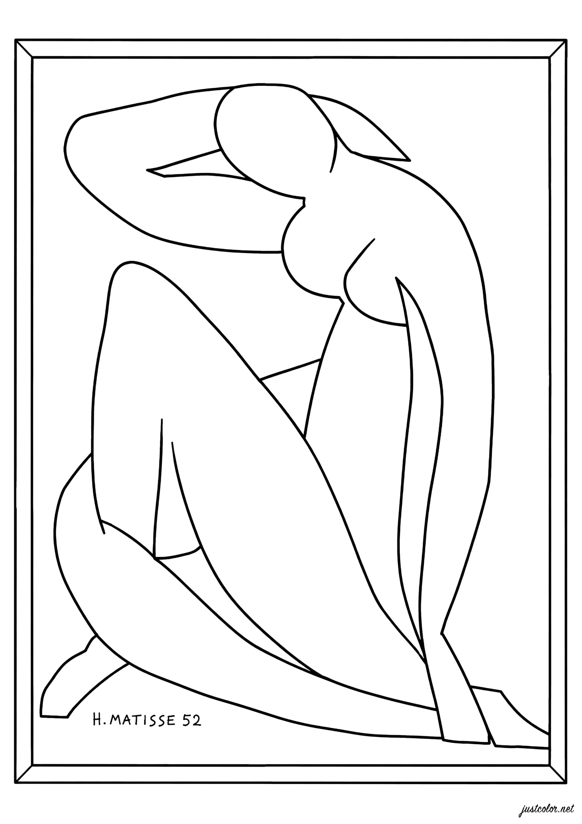 Abstract Blue by Matisse - Clean lines - Henri Matisse Coloring Pages