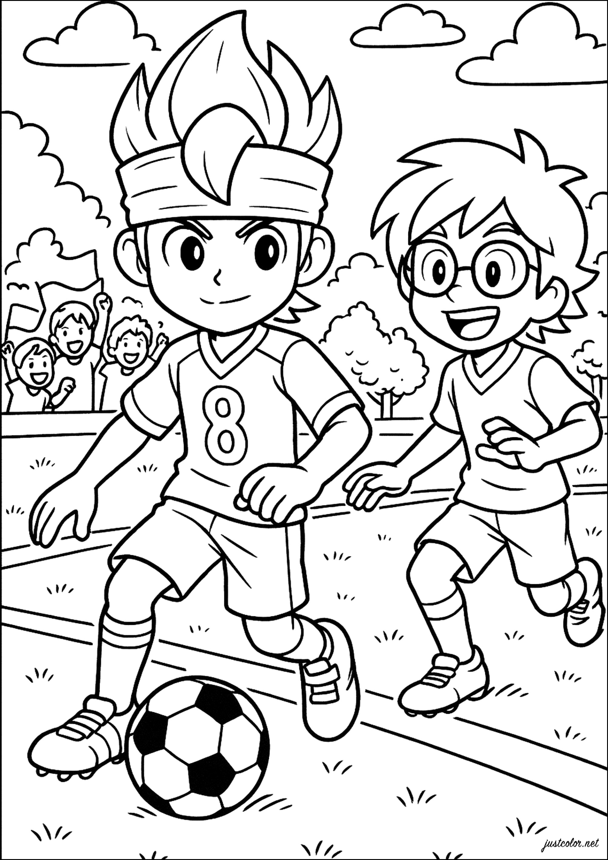 Friendship and sport on the field - Inazuma Eleven Coloring Pages