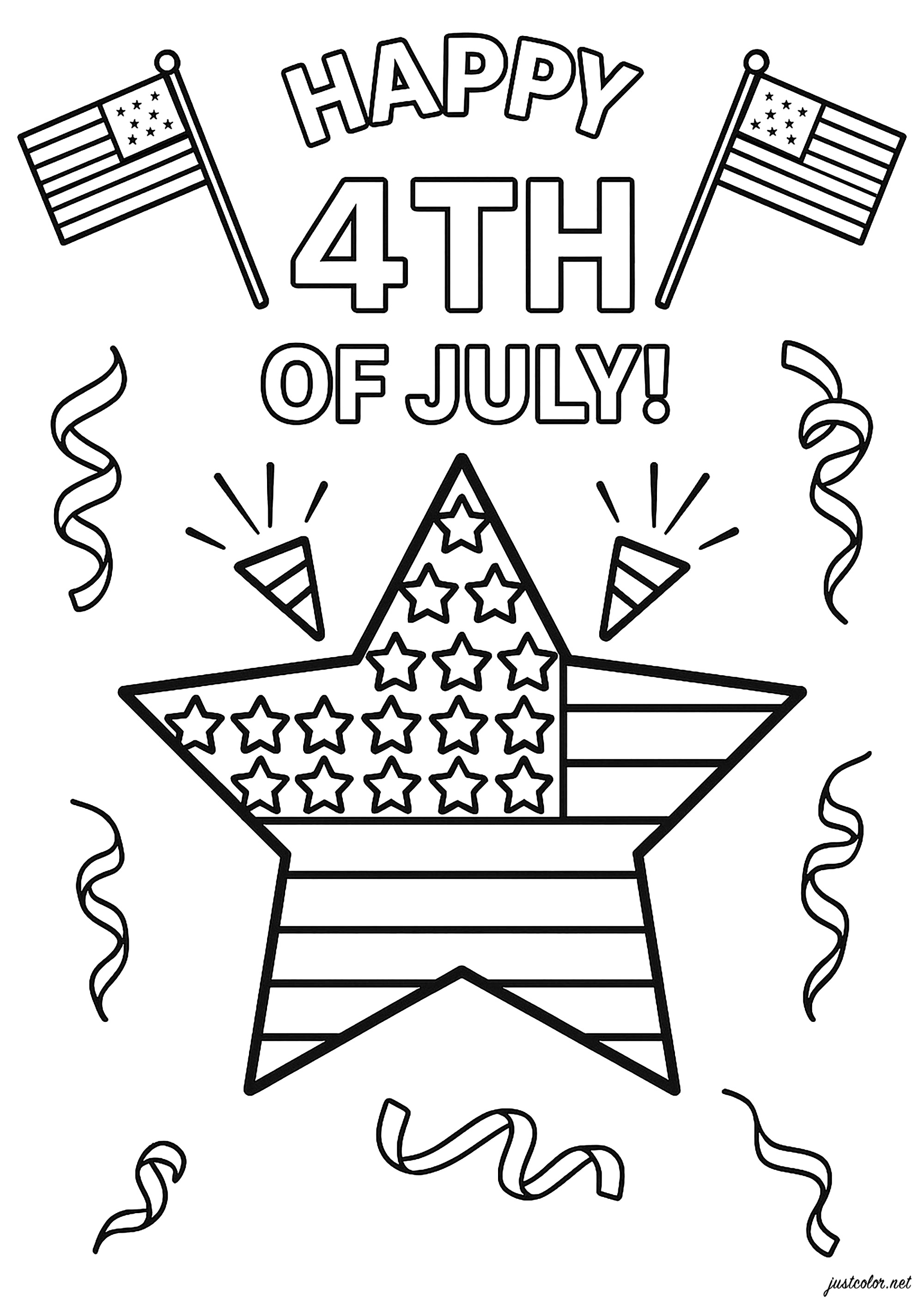 Star celebrating American independence - The 4th of July Coloring Pages