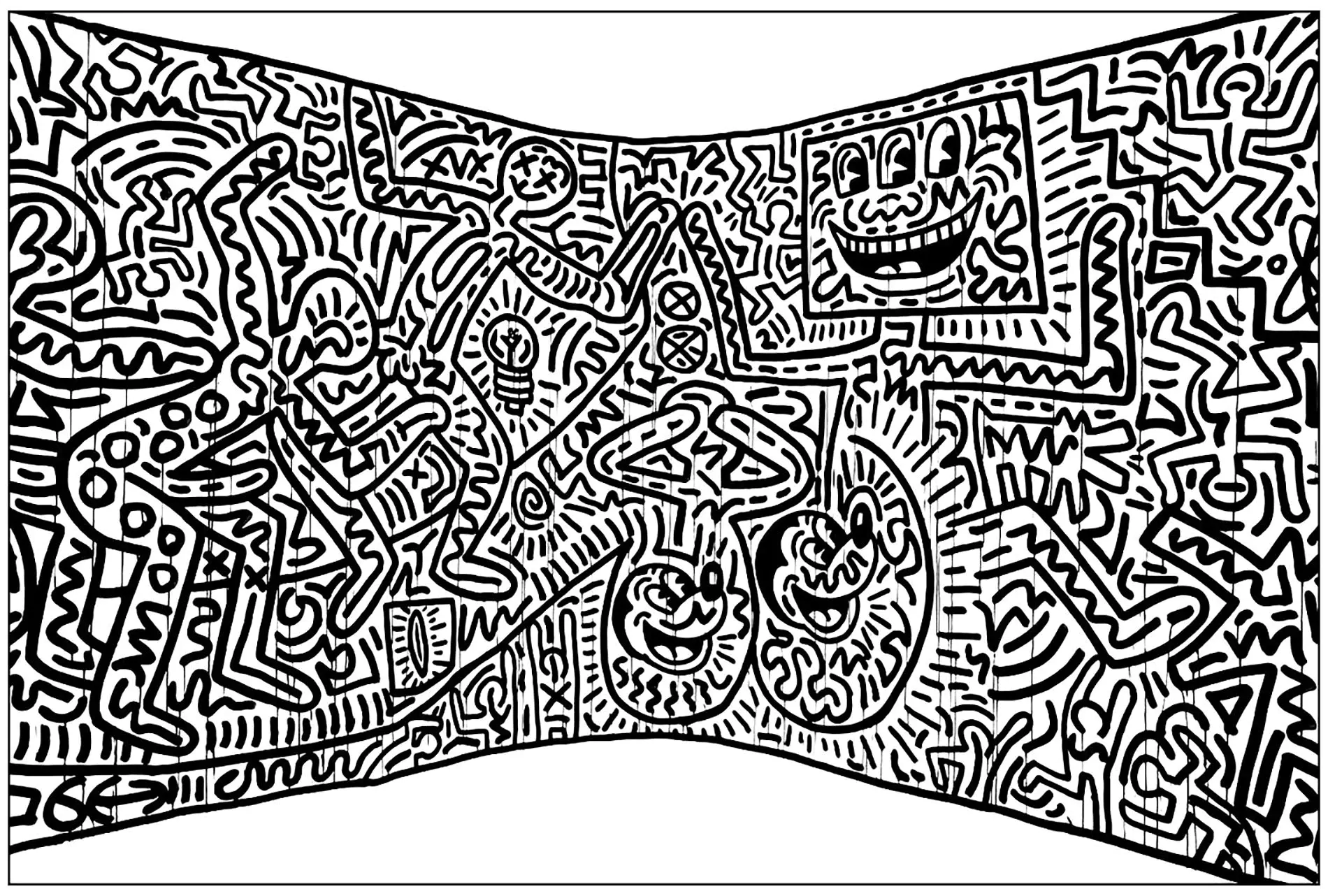 Free Keith Haring drawing to download and color - Keith Haring Coloring ...