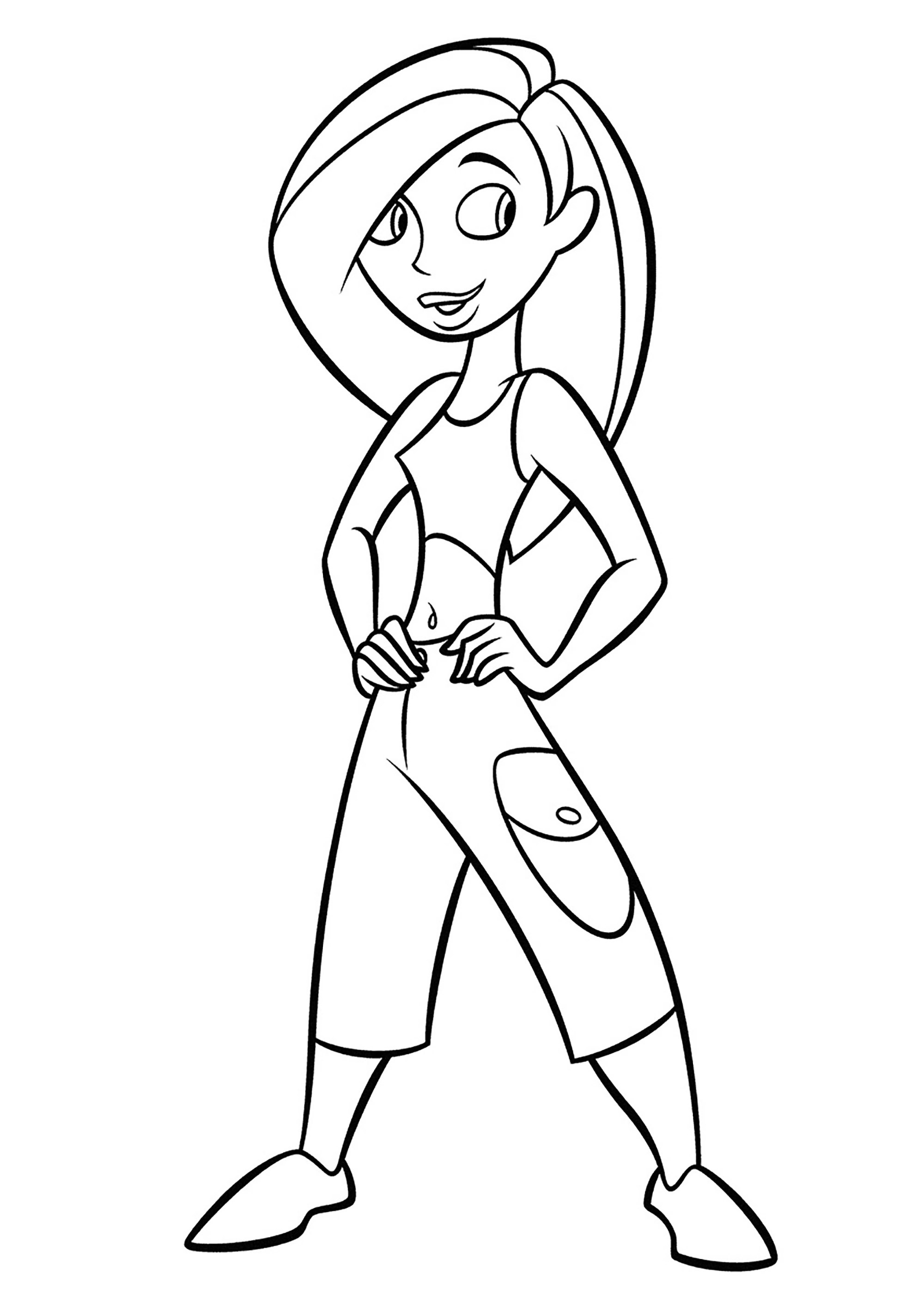 Simple drawing to color with Kim Possible - Kim Possible Coloring Pages