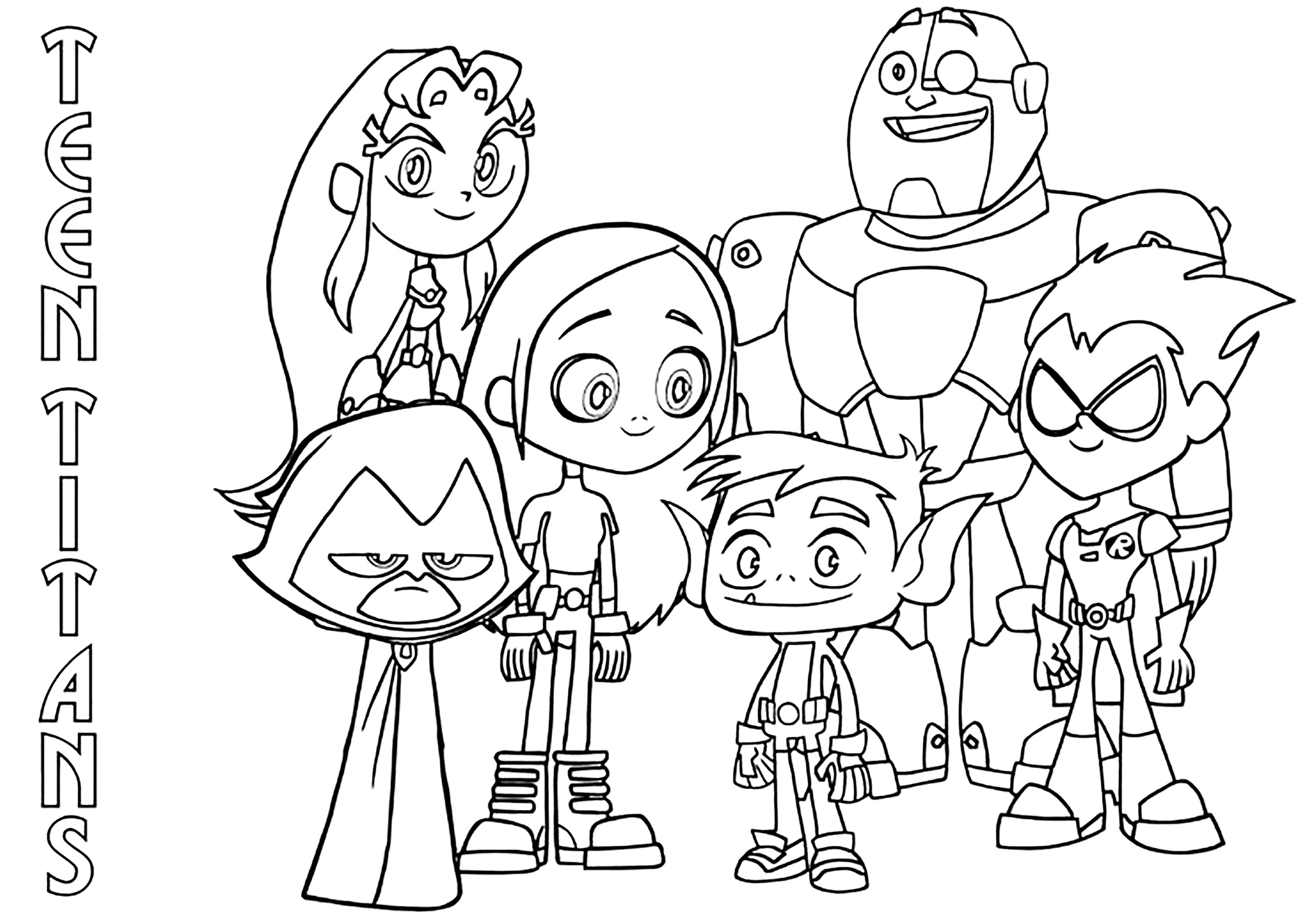 Teen titans in a very childlike drawing style - Teen Titans Coloring Pages