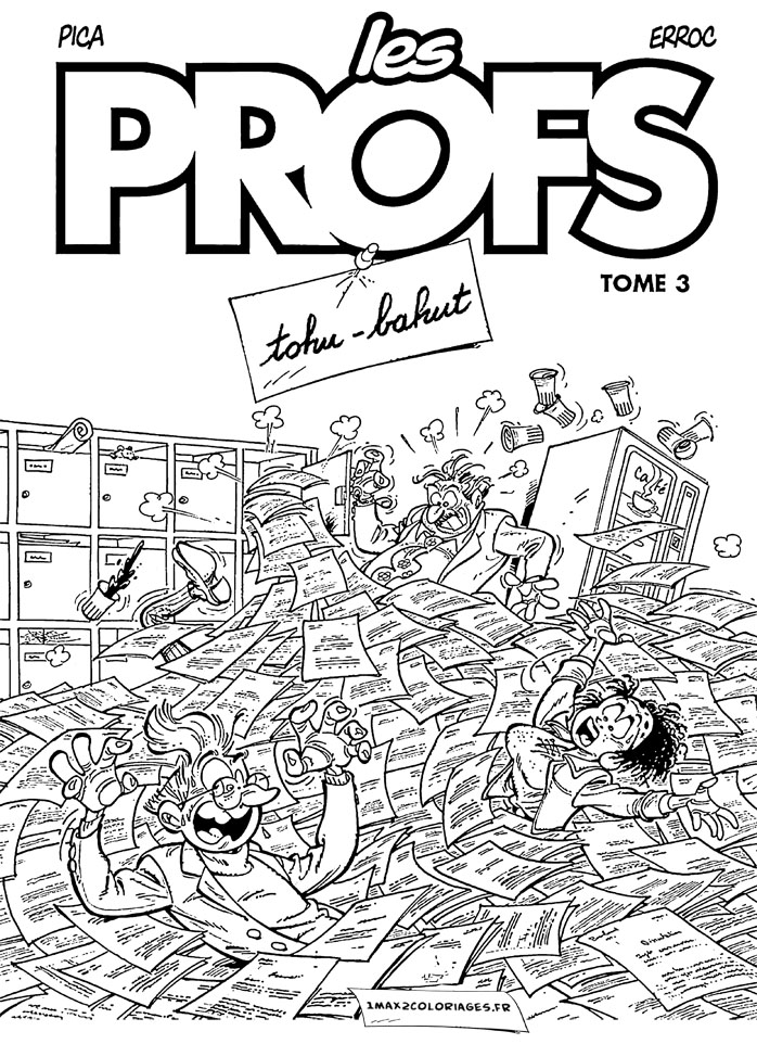 Cover of a Les Profs comic strip: Tohu-Bahut - Les Profs Coloring Pages