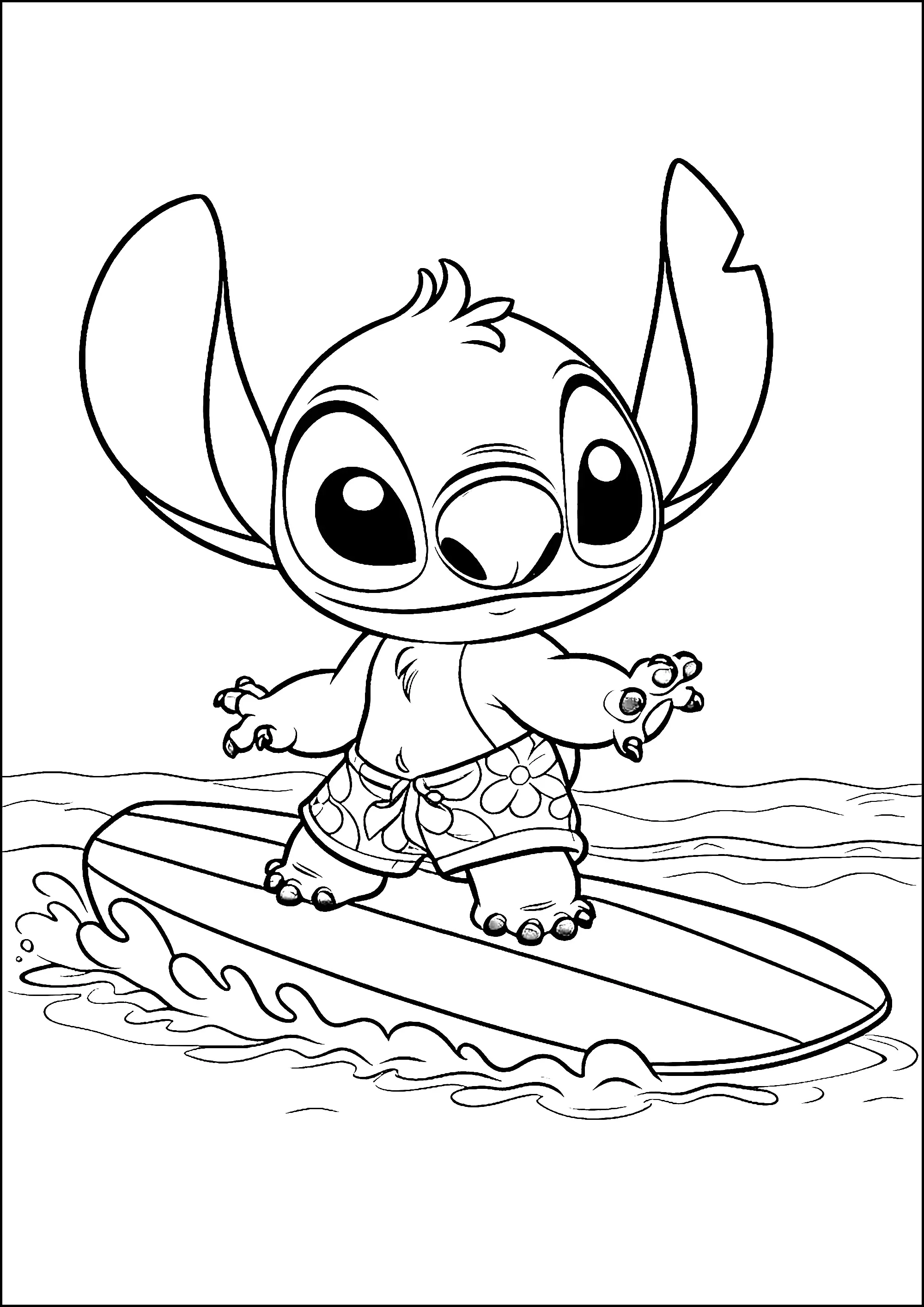 Stitch surfing - Lilo and Stitch Coloring Pages