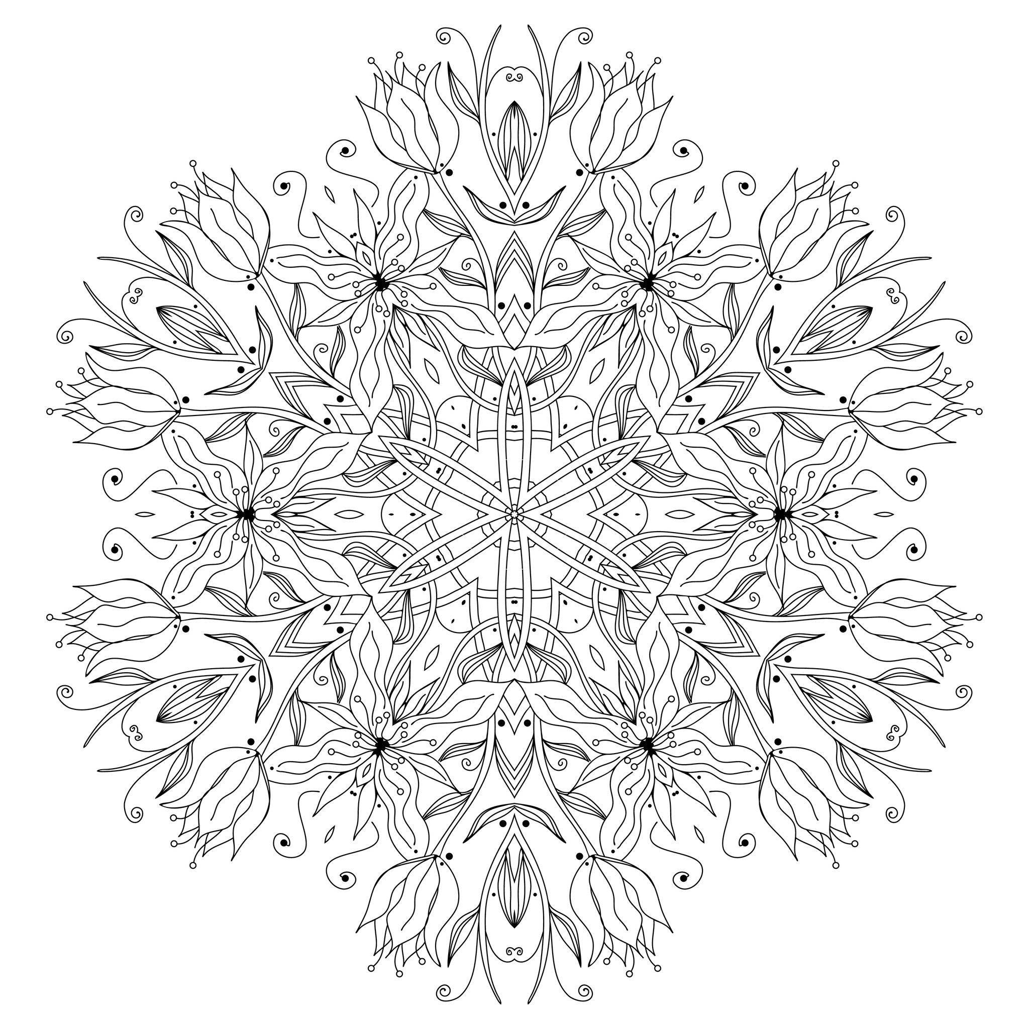 Elegant flowers - Mandala Coloring Pages for Kids