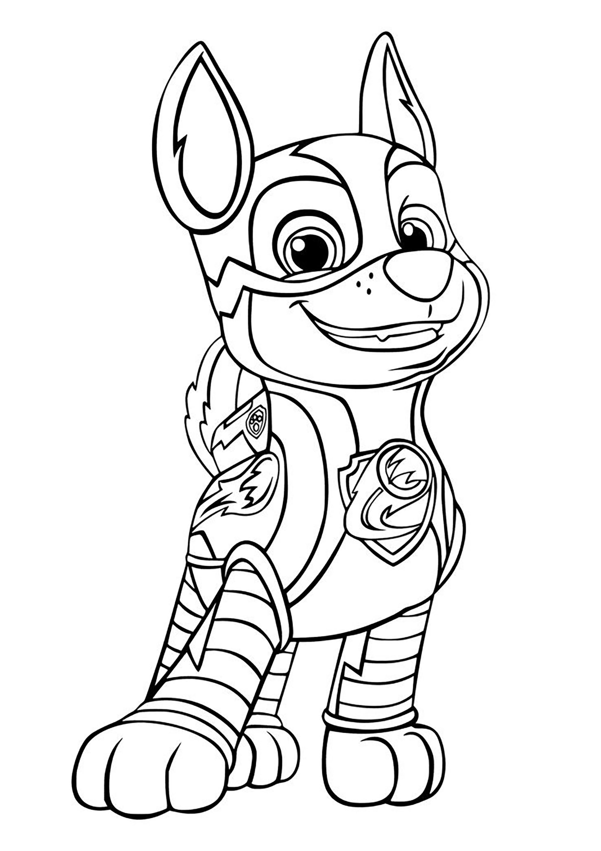 Chase on Mighty Pups - Paw Patrol: Mighty Pups Coloring Pages
