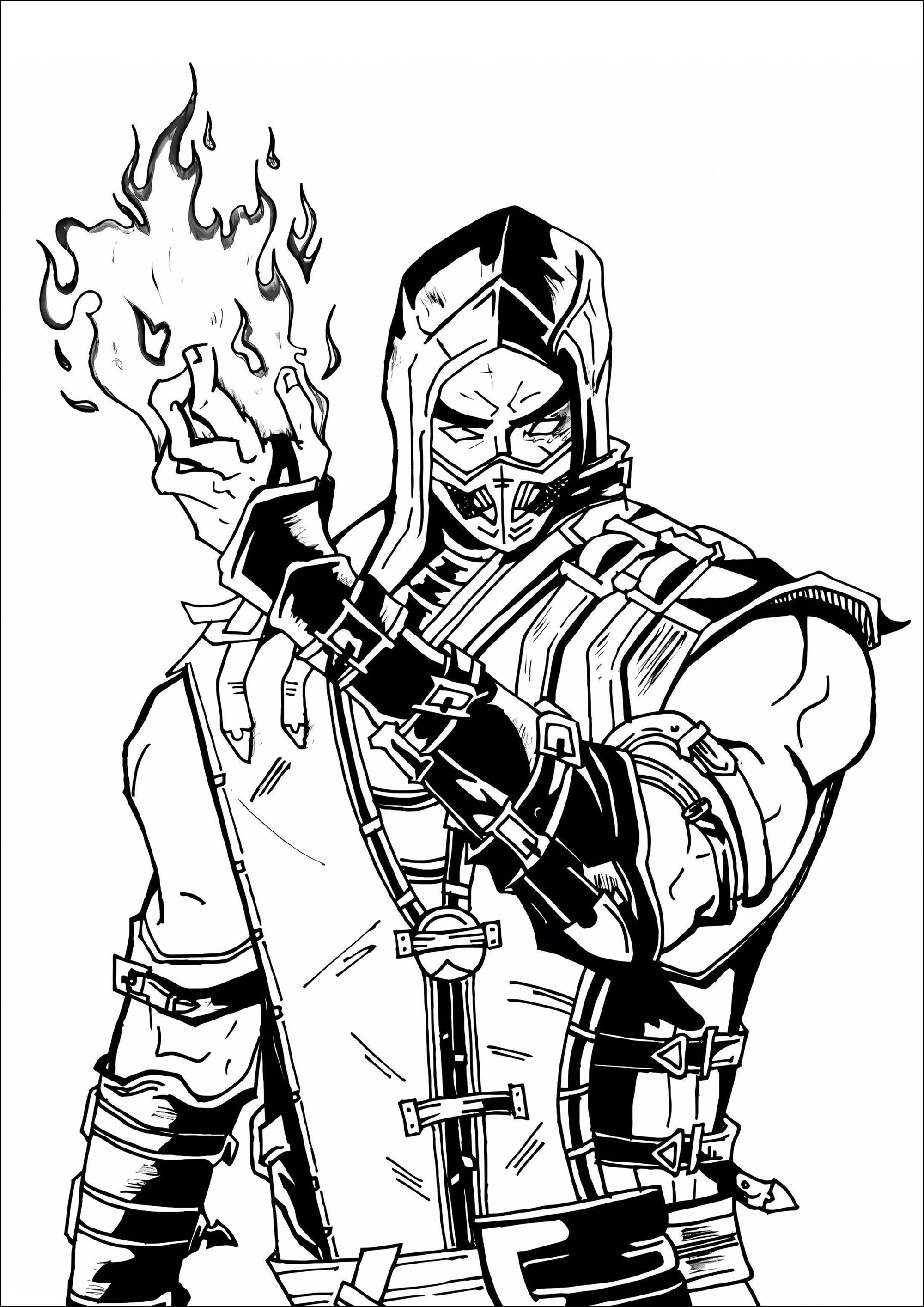 mortal kombat x sub zero coloring pages