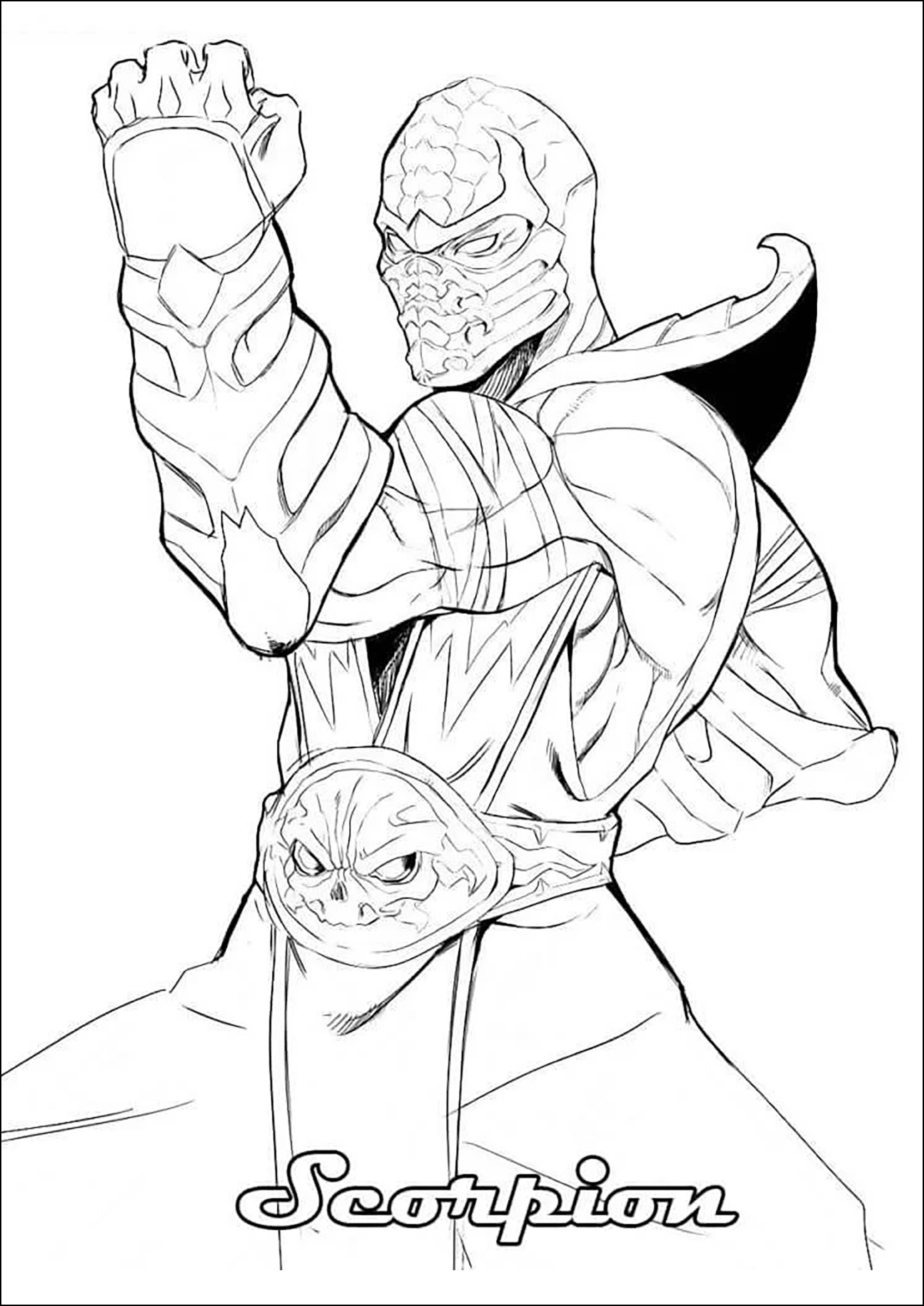 coloring pages of mortal kombat scorpion